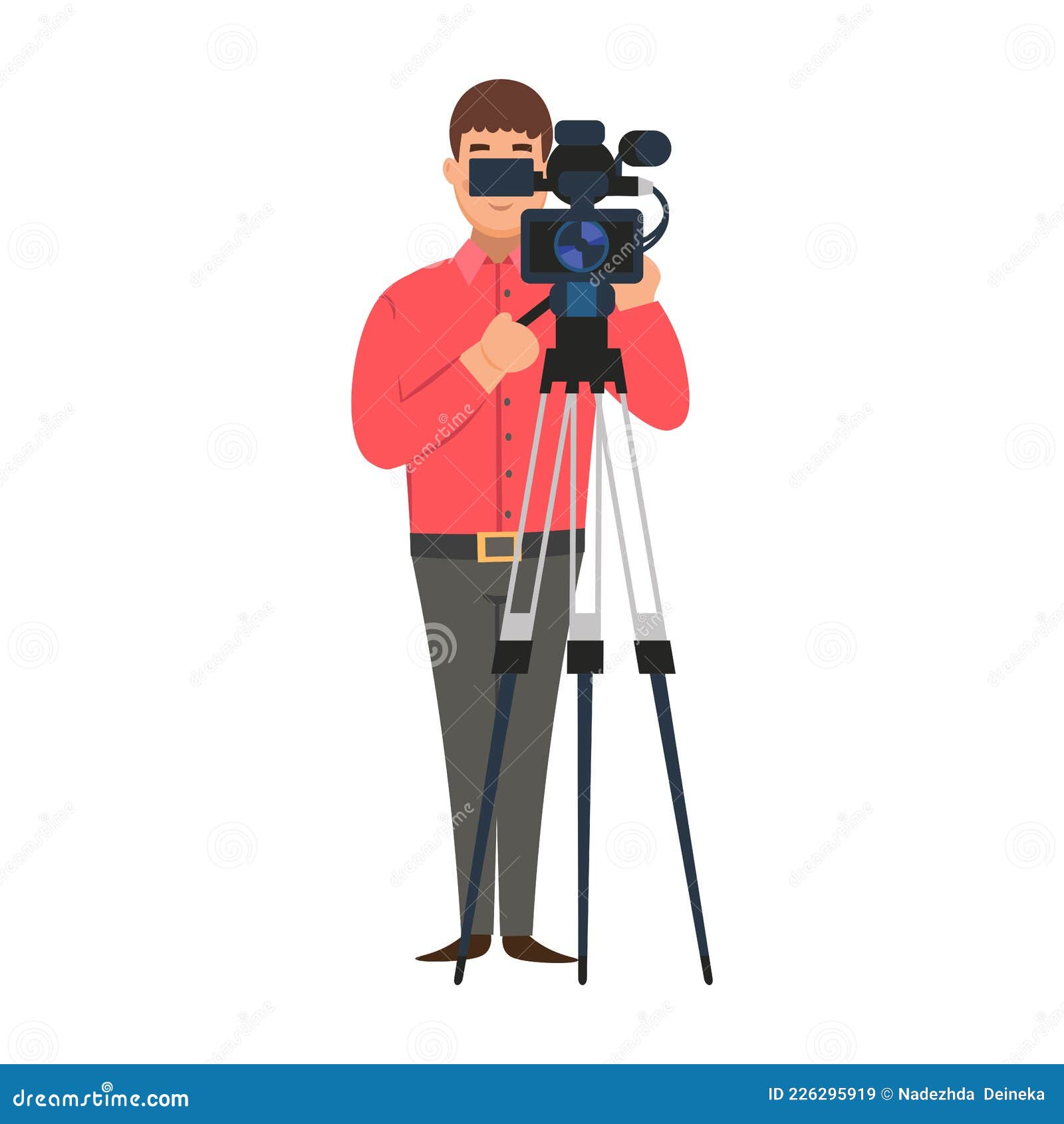 Cartoon Videographer with a Camera, Character for Children. Flat Vector ...