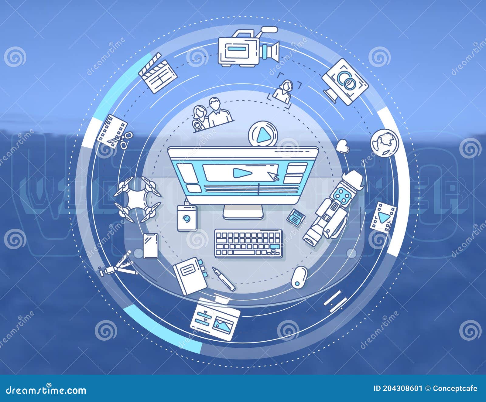 Videographer - Detailed Illustration for an Advertising Poster. Stock ...