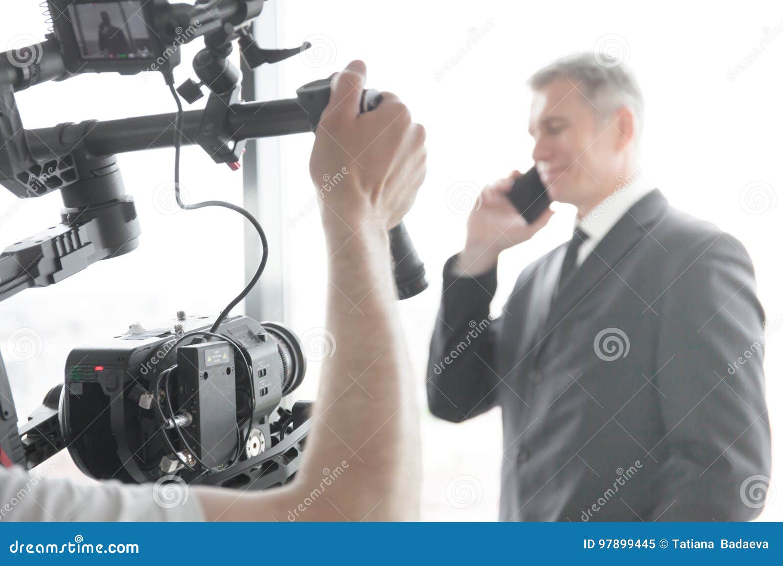 Videographer Making Video of Businessman Stock Image - Image of mobile ...
