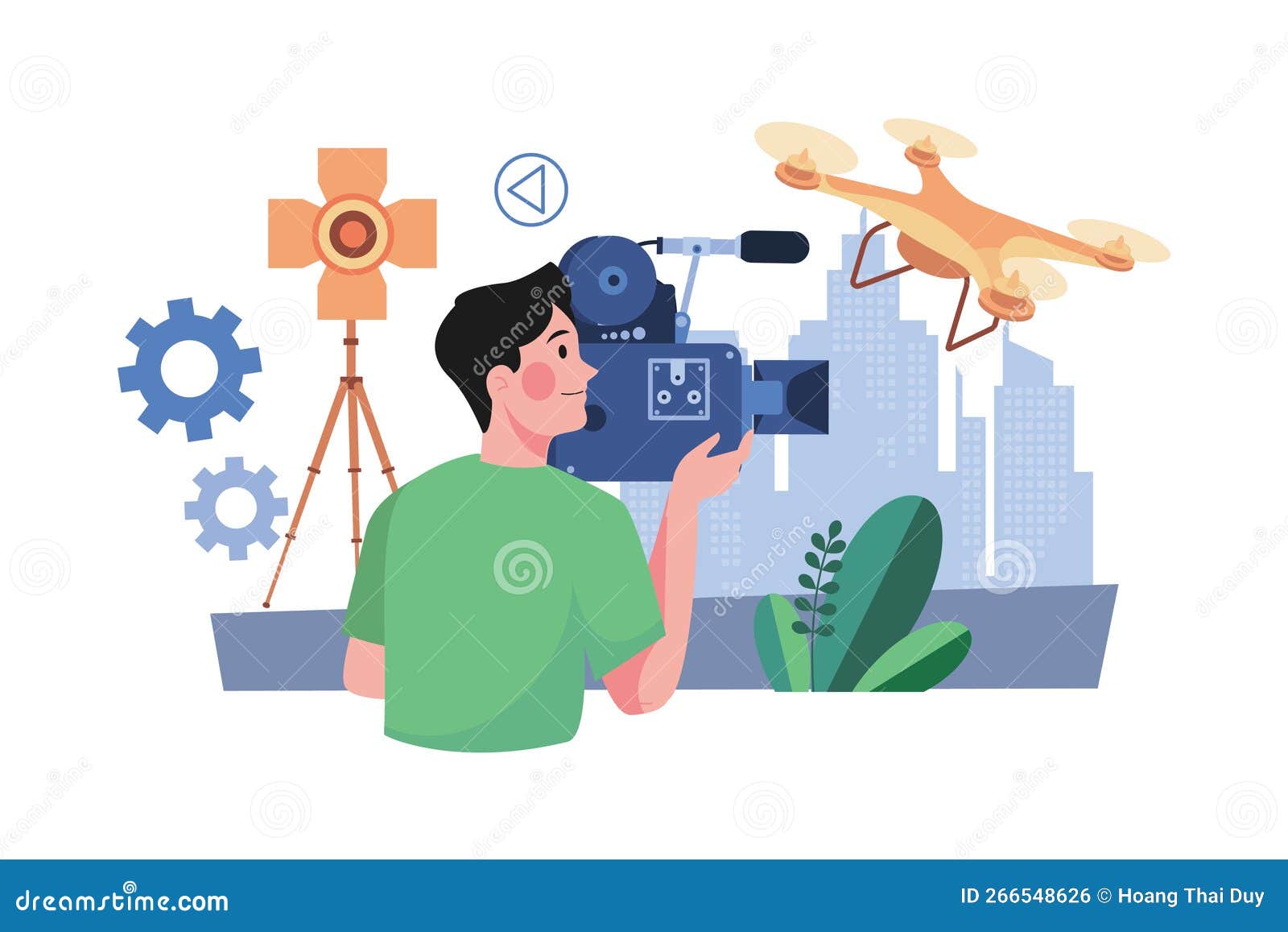 Videographer with Professional Studio Equipment Stock Vector ...