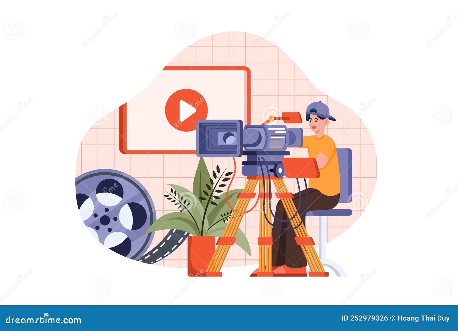 Videographer with Professional Studio Equipment Illustration Concept on ...