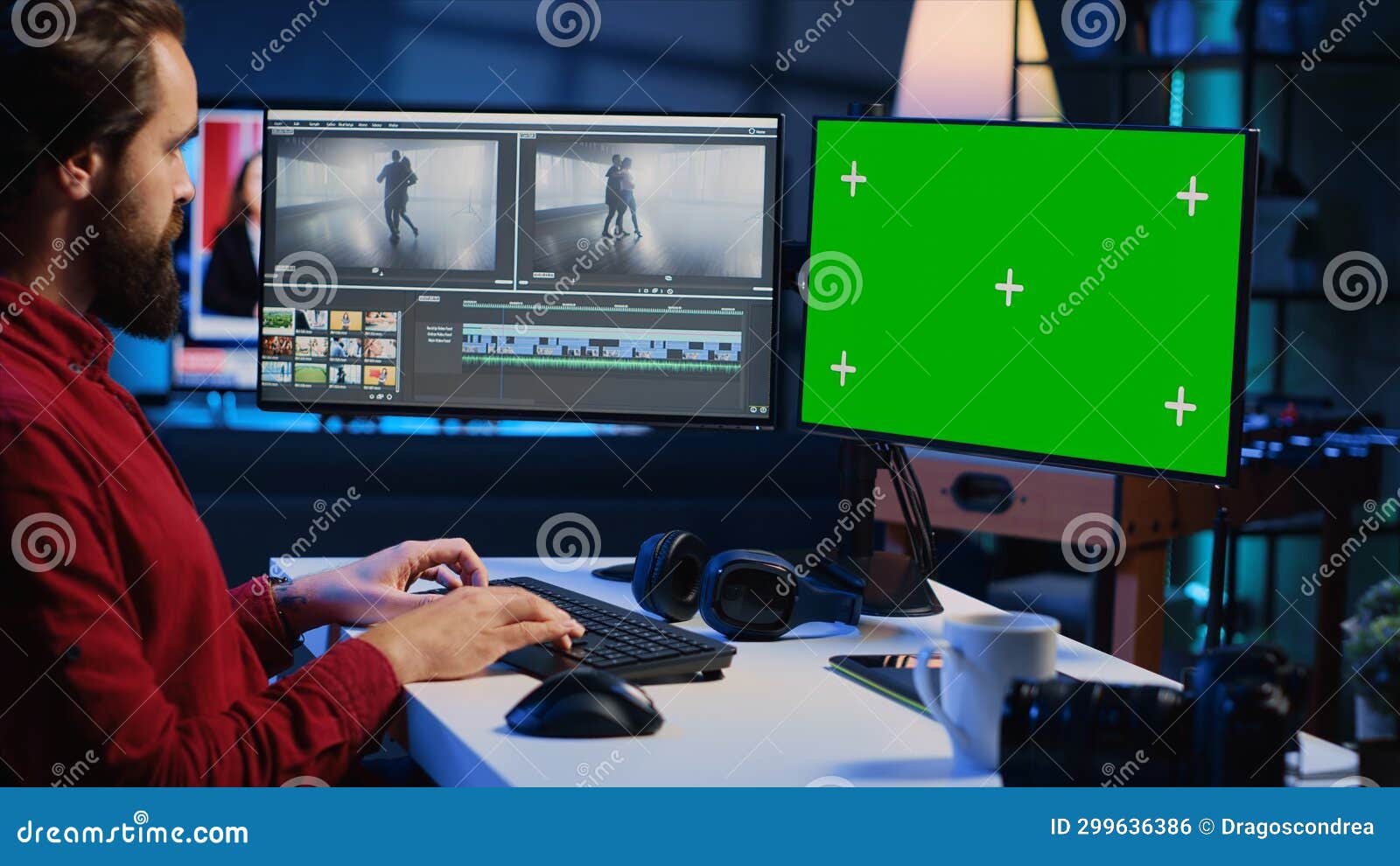 Videographer Splicing Film Pieces, Editing Them Using Professional ...