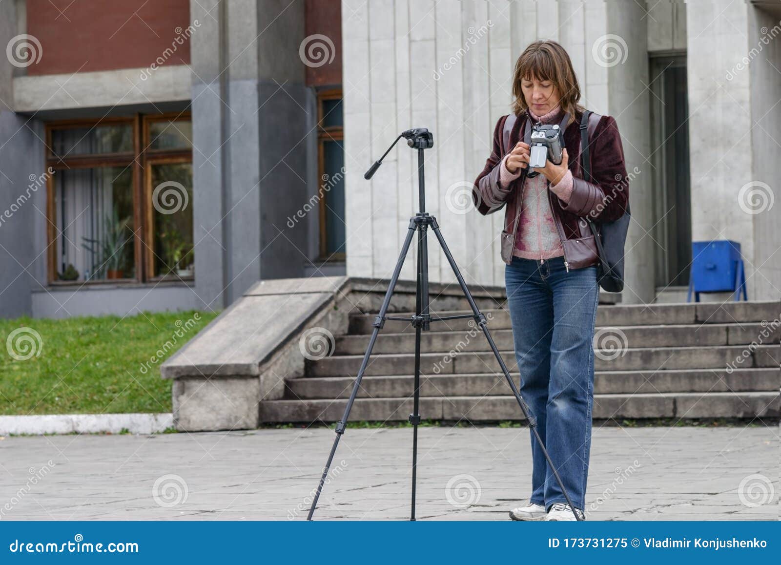 Videographer stock image. Image of dslr, shooting, urban - 173731275