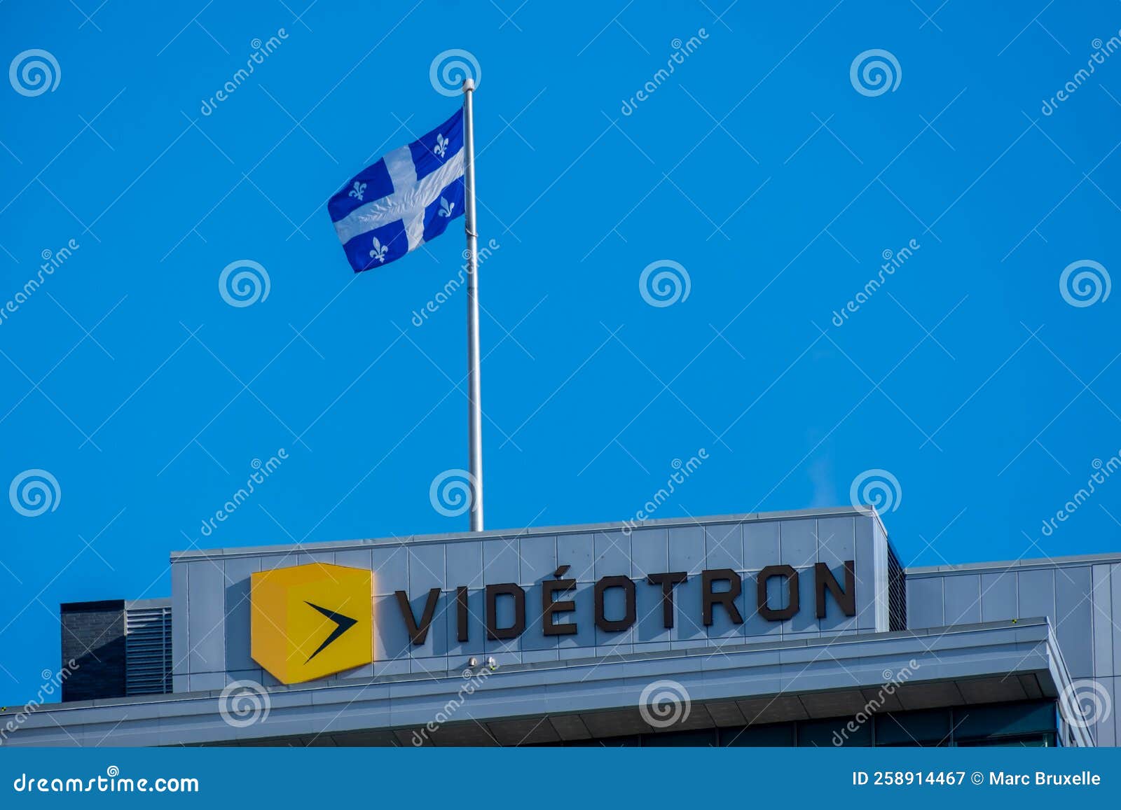 Videotron Sign and Quebec Flag Editorial Photography - Image of cable ...