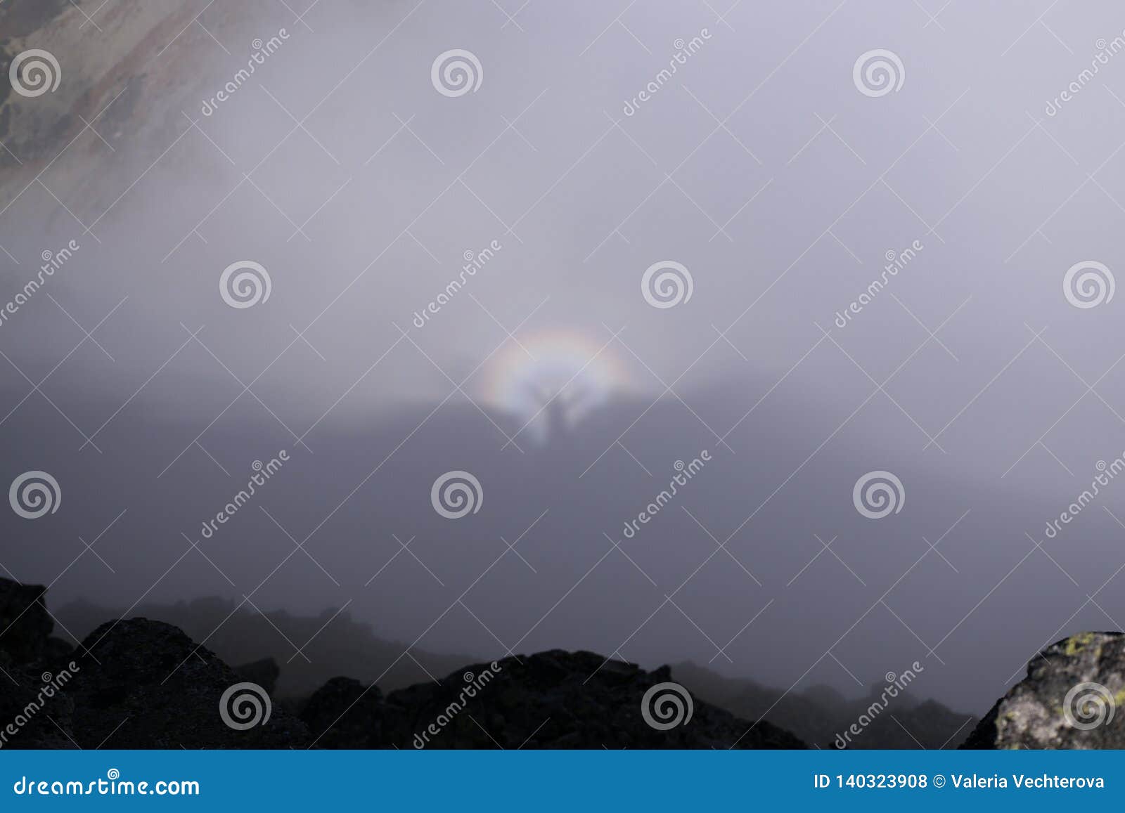 Glory Visible On The Mist From The Top Of The Mountain. High Tatras ...