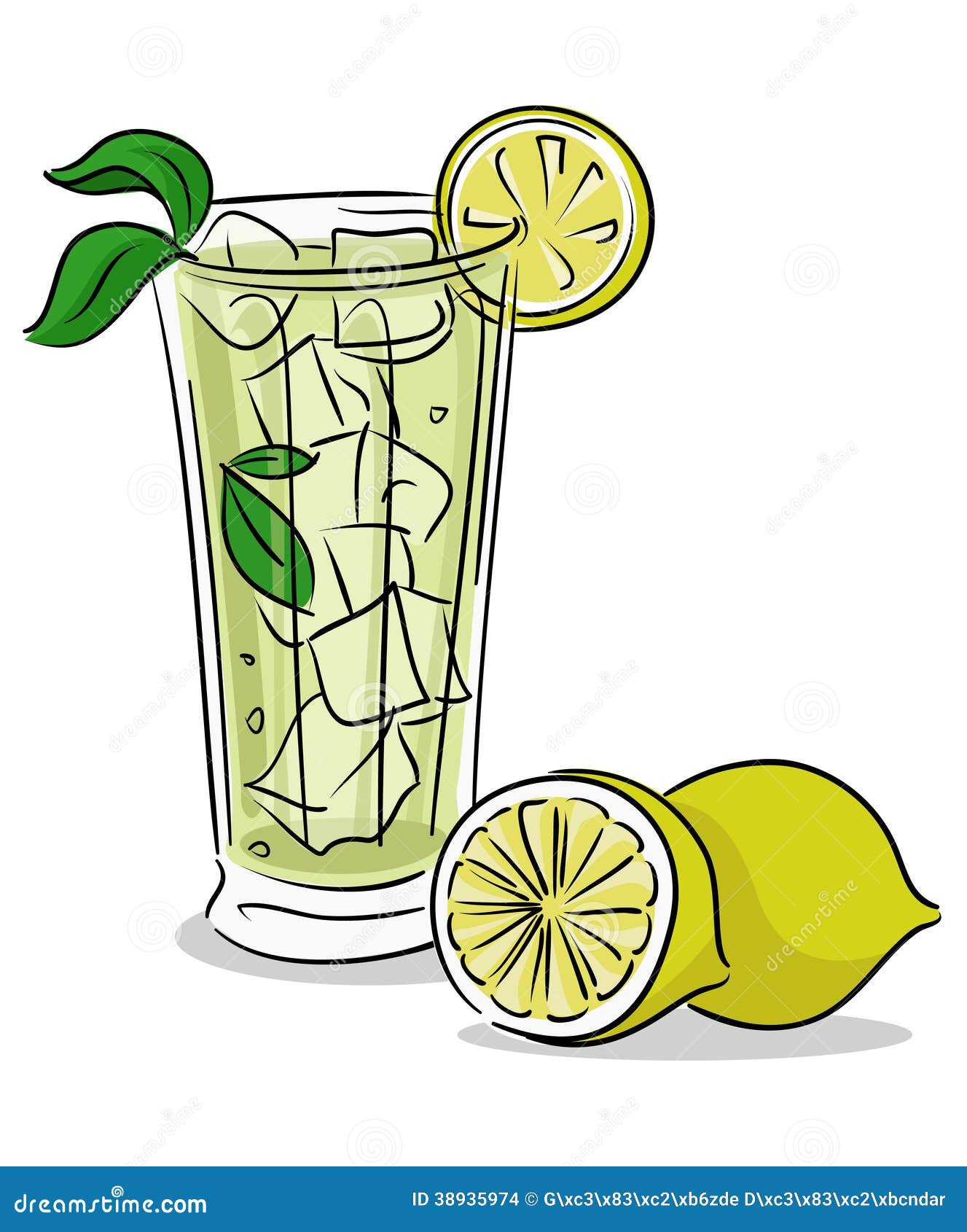 Vidrio de la limonada ilustración del vector. Ilustración de limón ...