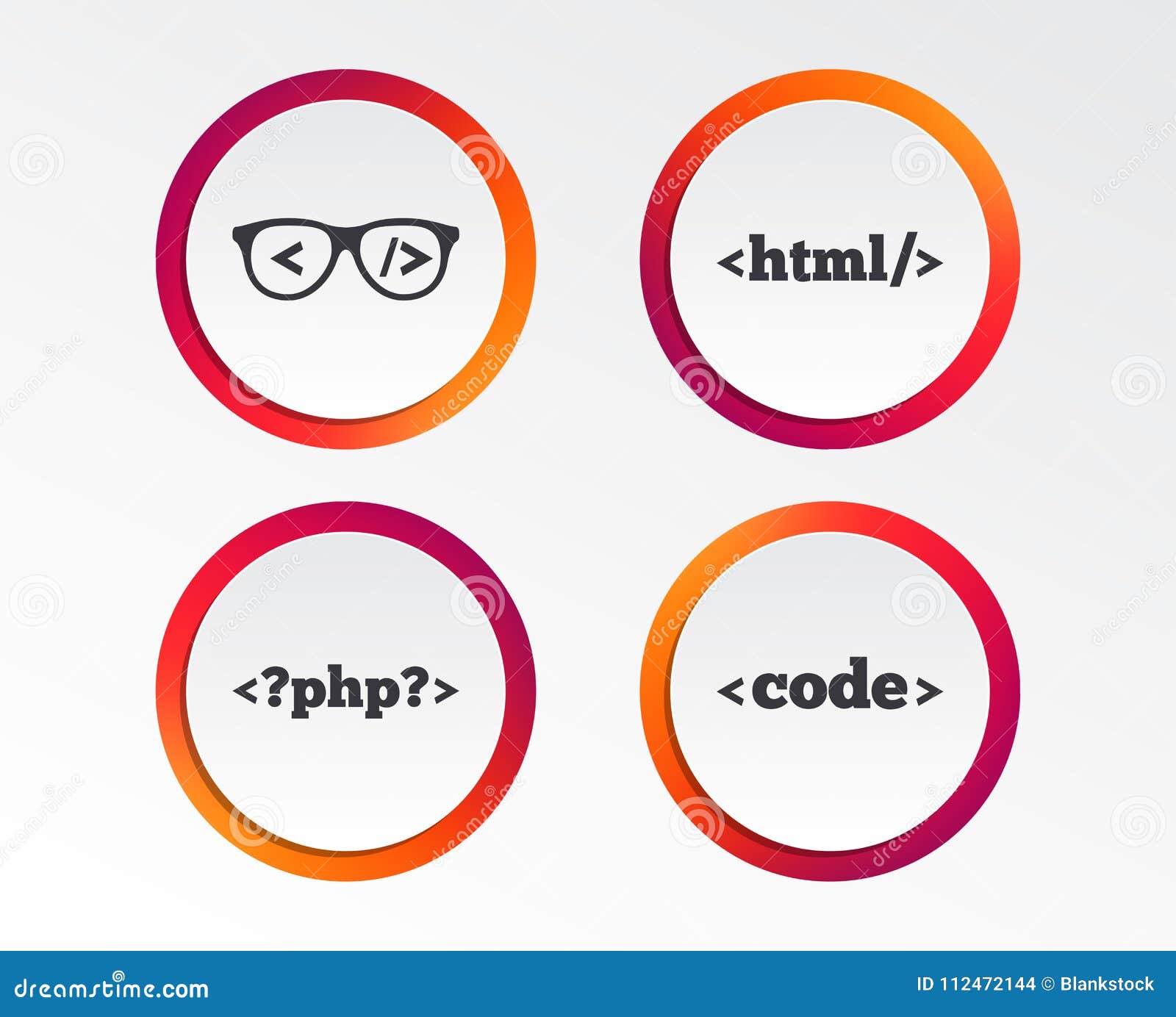 Vidrios Del Codificador Del Programador Lenguaje De Marcado Del HTML Ilustración del Vector ...