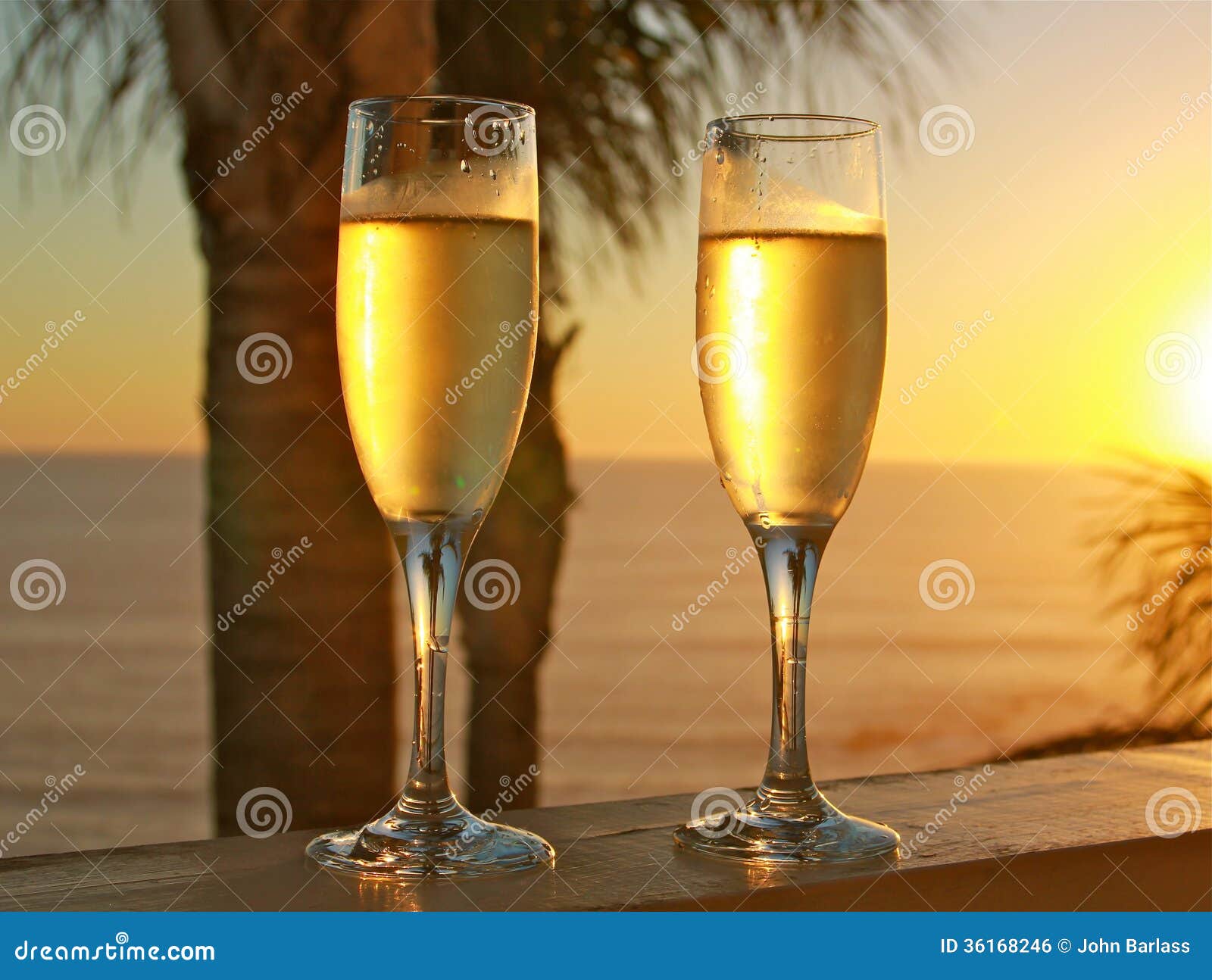 Vidros De Champagne No Por Do Sol Foto de Stock - Imagem de tropical ...