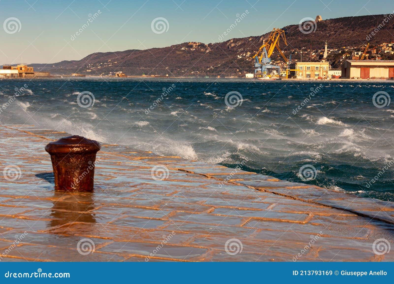 View of the Bora Wind, Trieste Stock Image - Image of bora, pier: 213793169