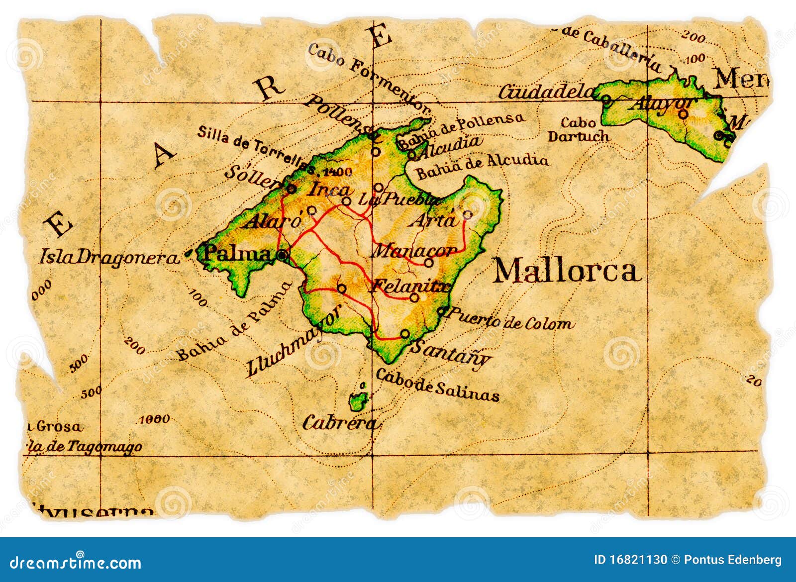 Vieille carte de Majorque photo stock. Image du carte - 16821130