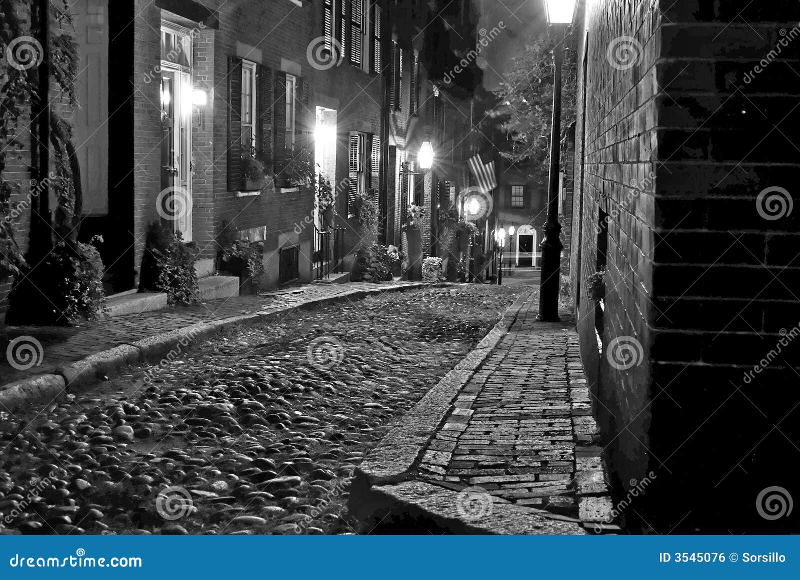 Vieille rue de Boston photo stock. Image du cadres, route - 3545076