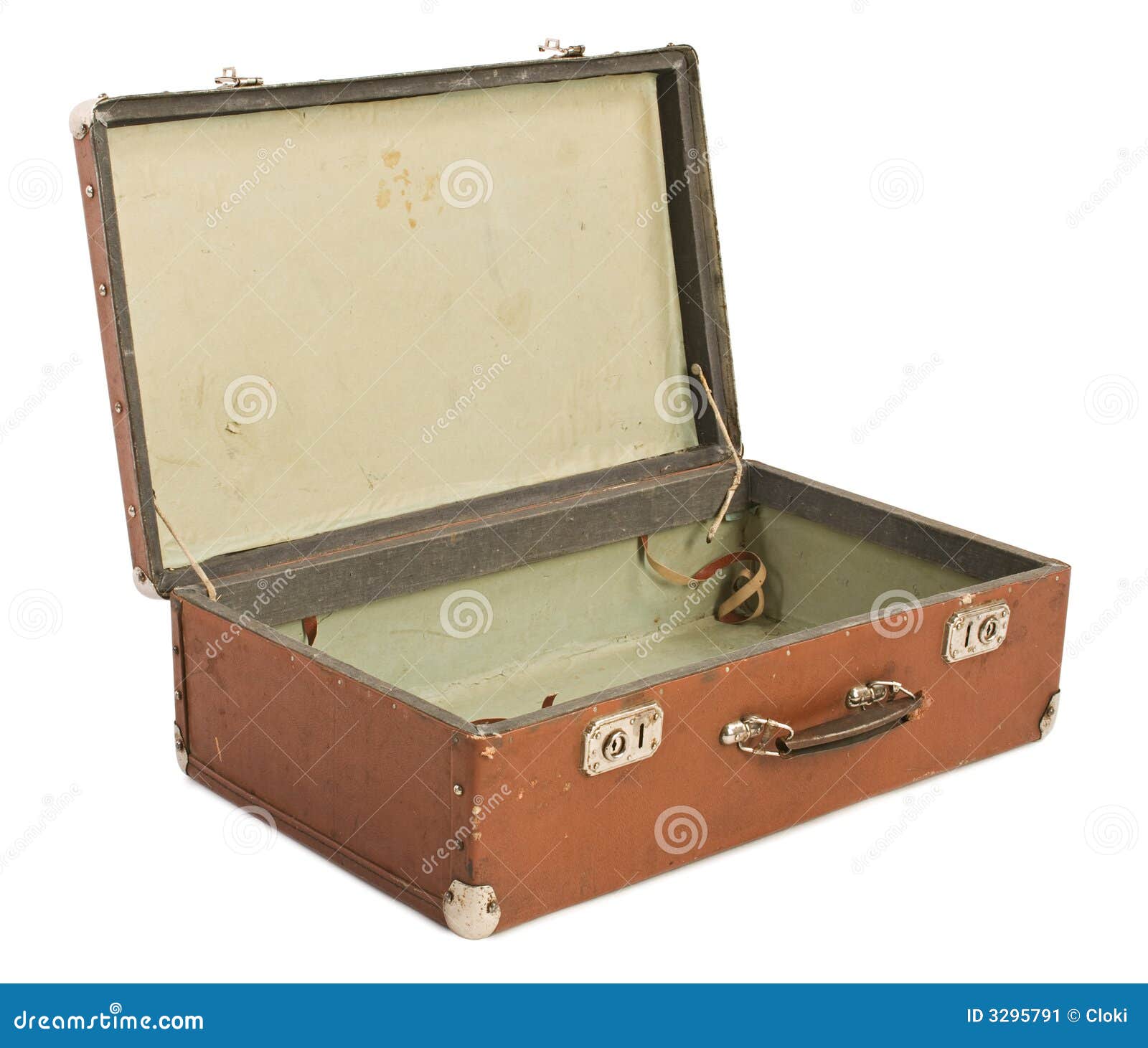 Vieille valise ouverte image stock. Image du étranger - 3295791