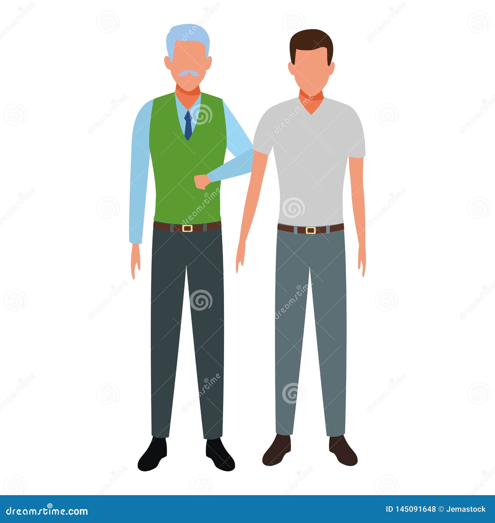 Viejo Hombre Y Hombre Joven Ilustración Del Vector Ilustración De Peinado Pista 145091648