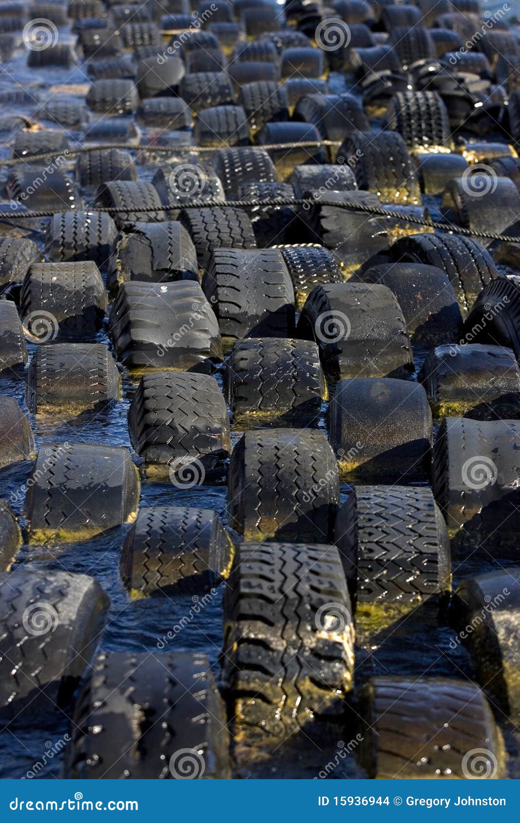 Viejo Servicio De Los Neumáticos Como Rompeolas. Foto de archivo ...