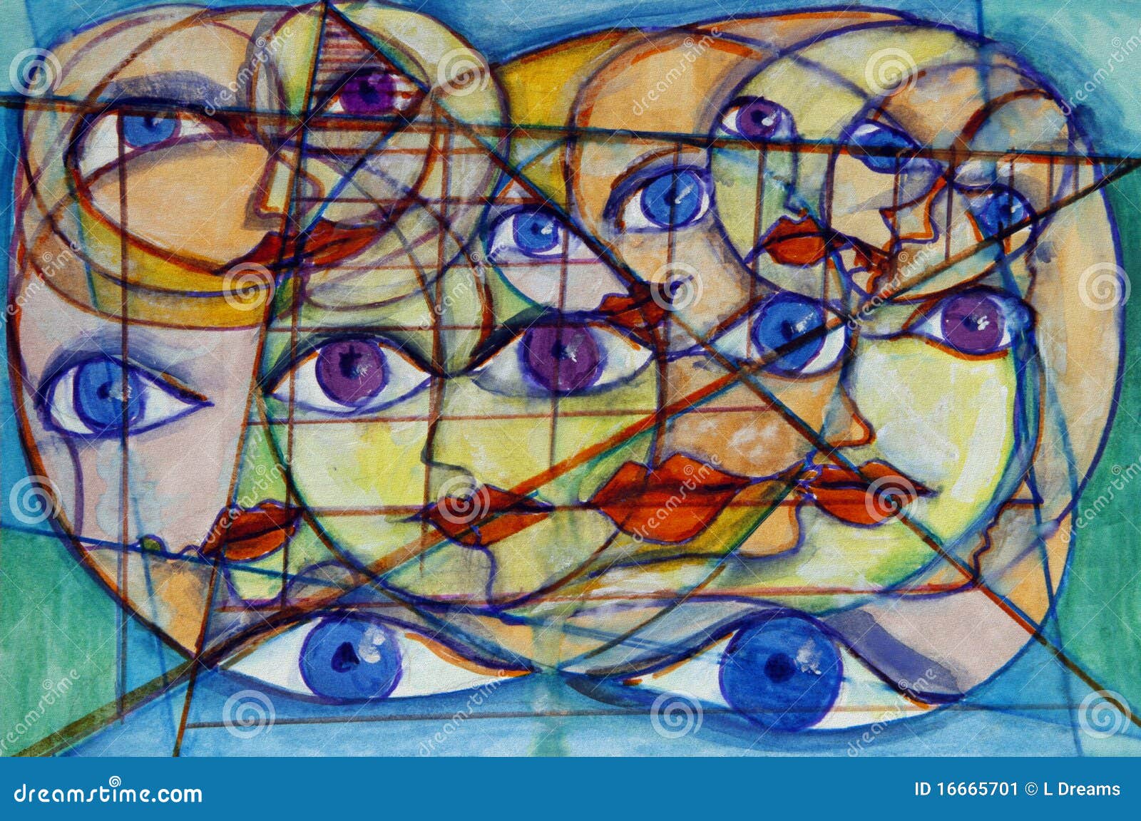 Viele Gesichter, Augen Und Formen Stock Abbildung - Illustration von ...