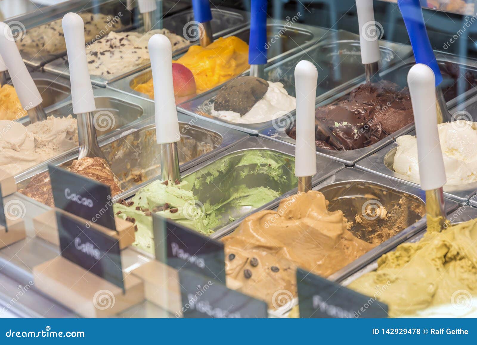 Many Varieties of Delicious Ice Cream in an Ice Cream Parlor Stock ...