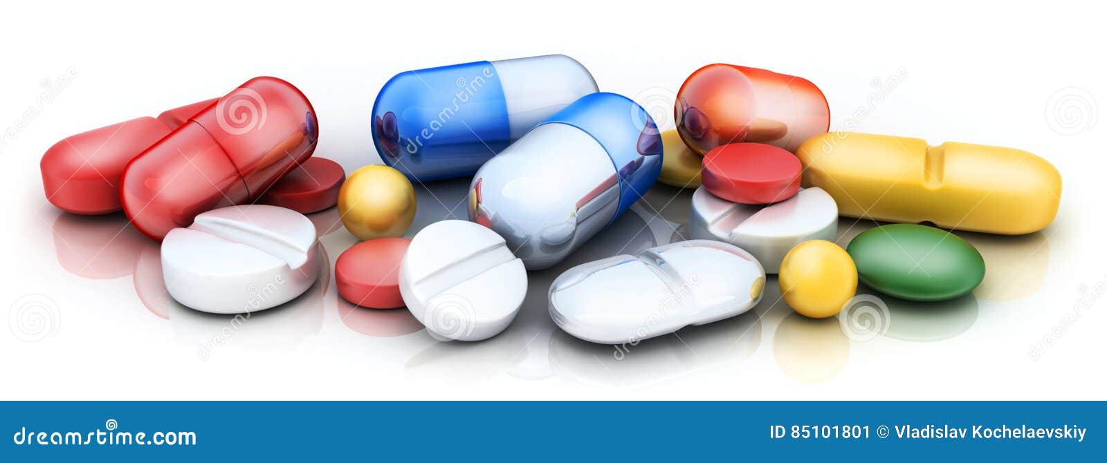 Viele Tabletten Auf Weißem Hintergrund Stock Abbildung - Illustration ...