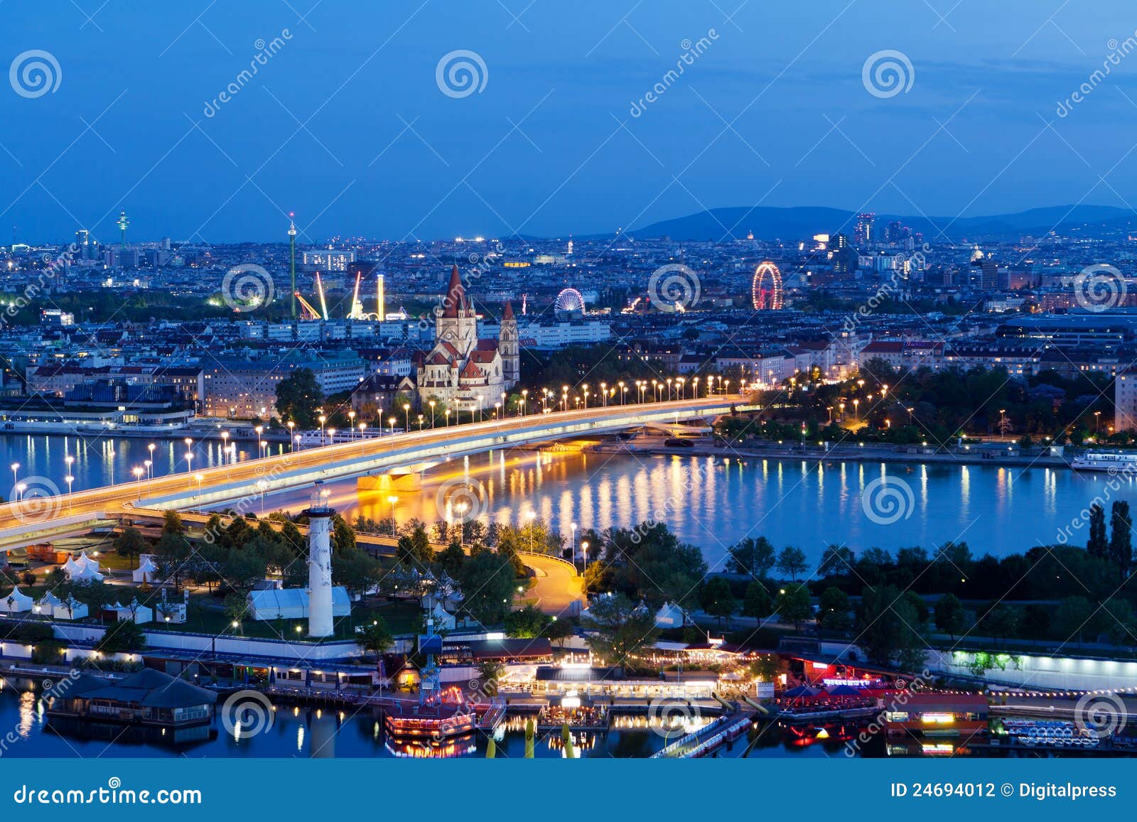 Vienna, Aerial View at Night Stock Photo - Image of cityscape, capital ...