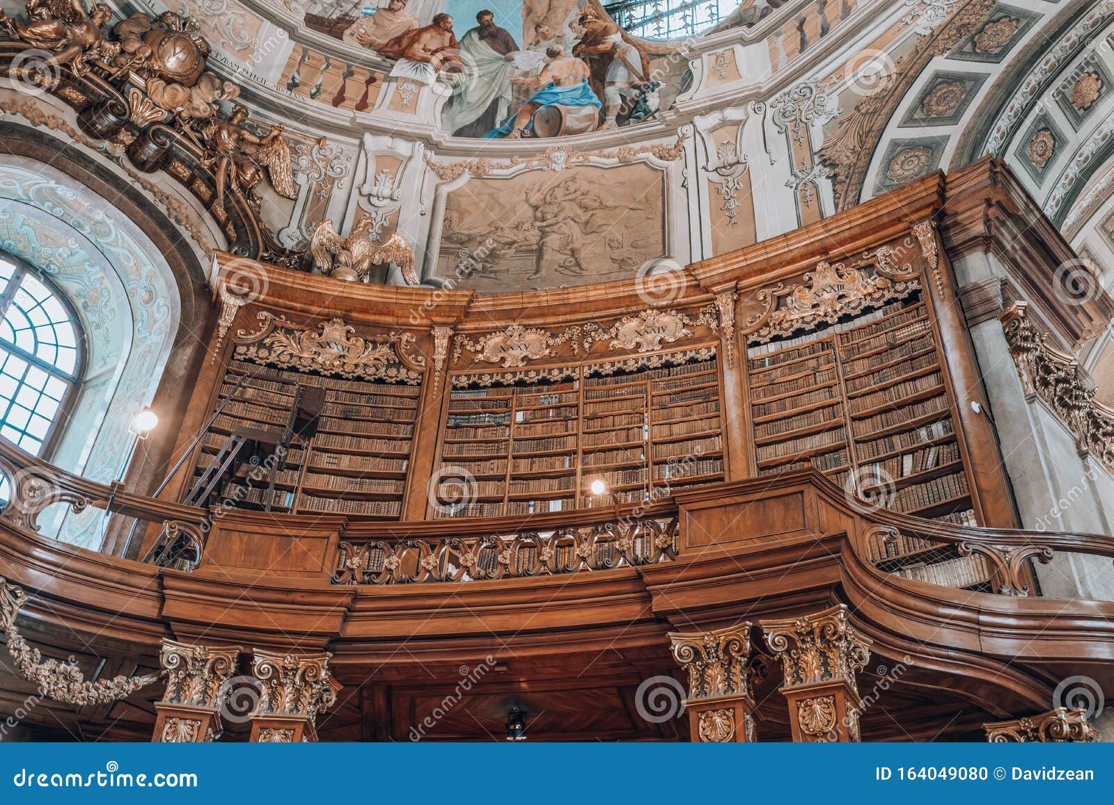 Vienna, Austria - April 28, 2019: Bookshelf on the Second Floor of ...