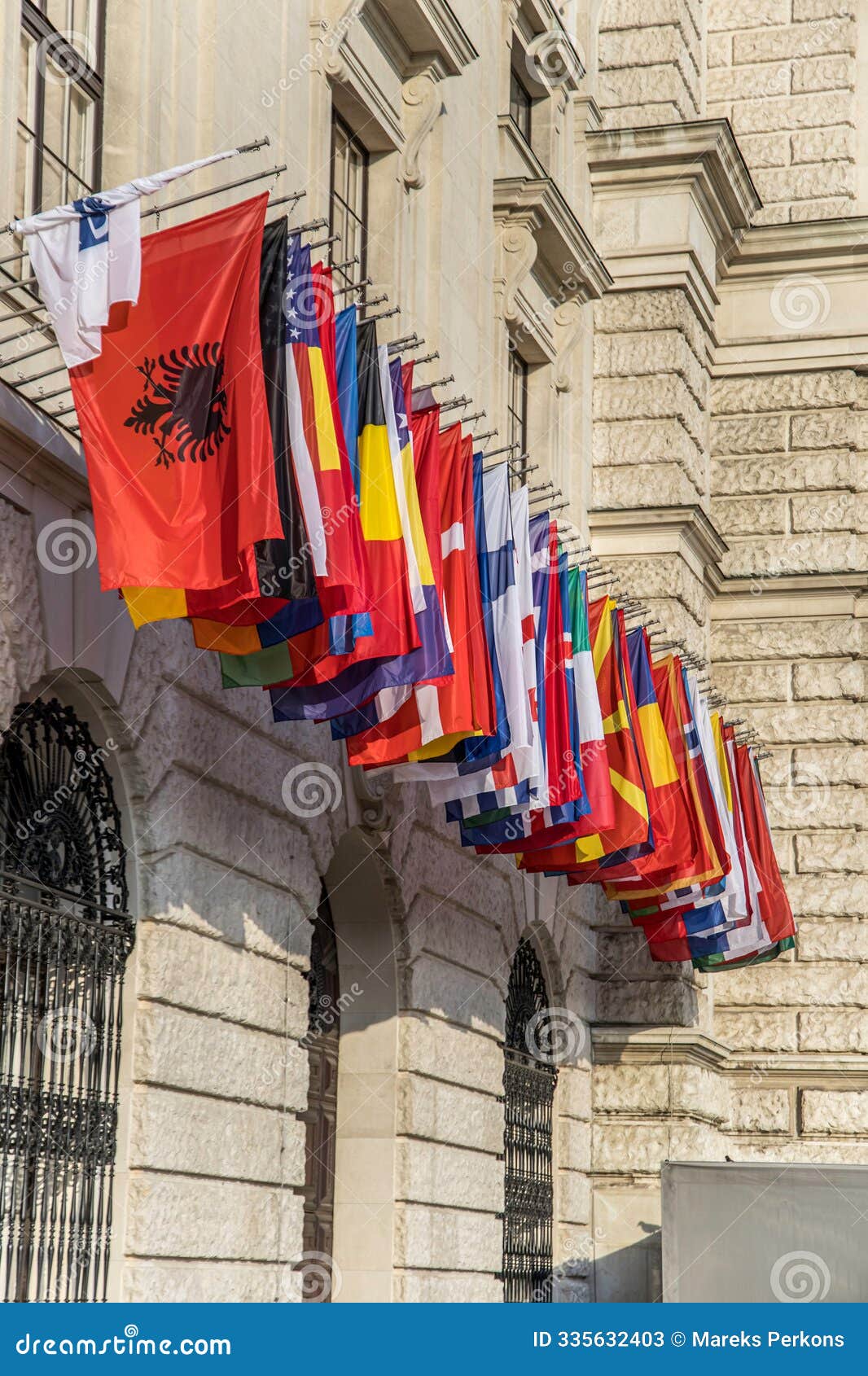 Vienna , Austria - July 7, 2023: Country Flags on Heldentor Building ...