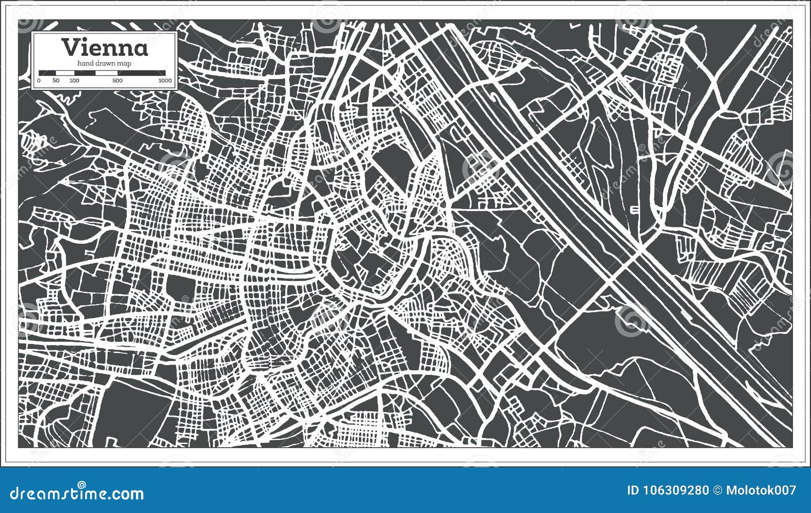 Vienna Austria Map in Retro Style. Stock Vector - Illustration of city ...