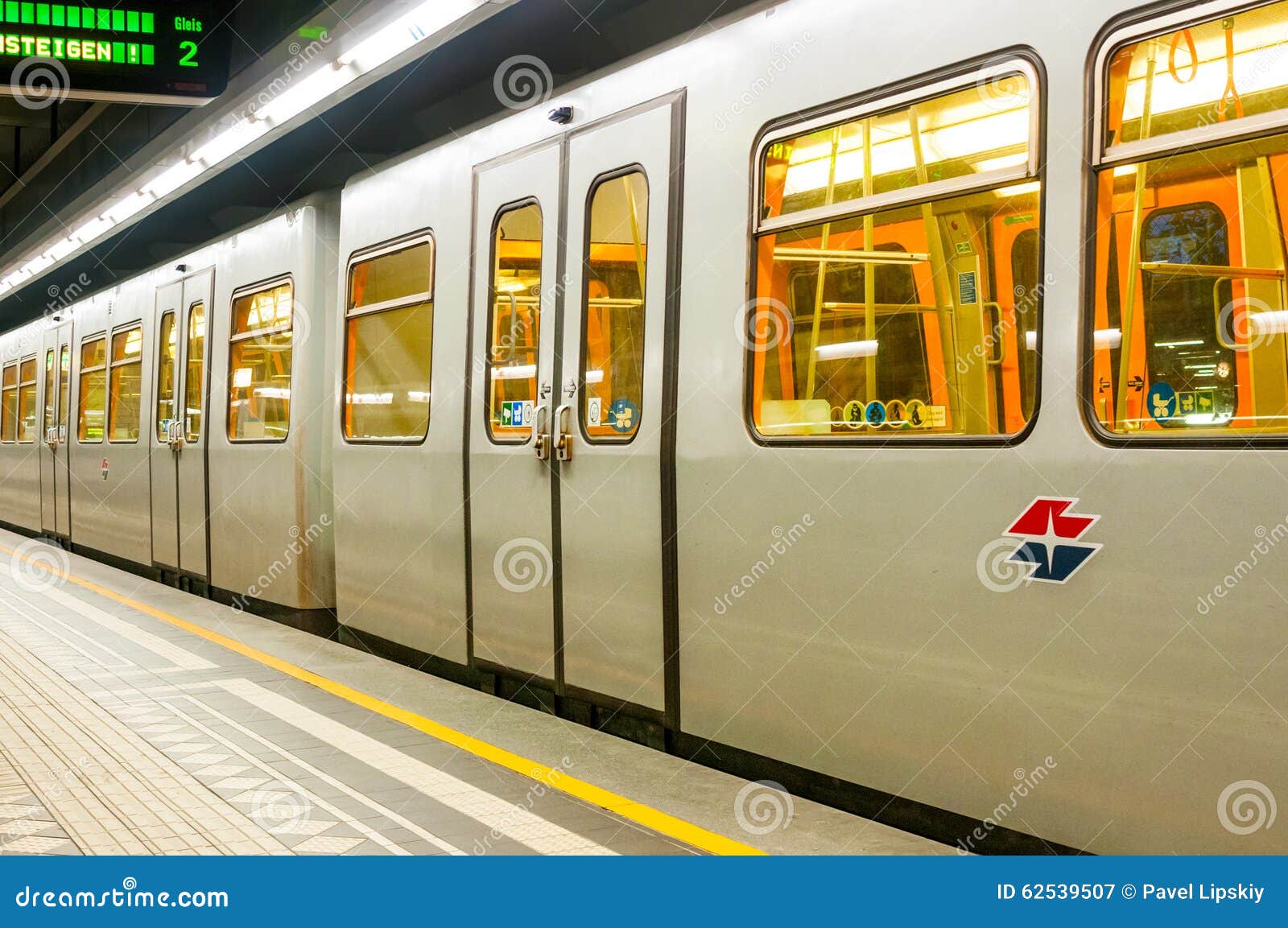 VIENNA, AUSTRIA - OCTOBER 20, 2015: Subway Train at Hutteldorf S ...