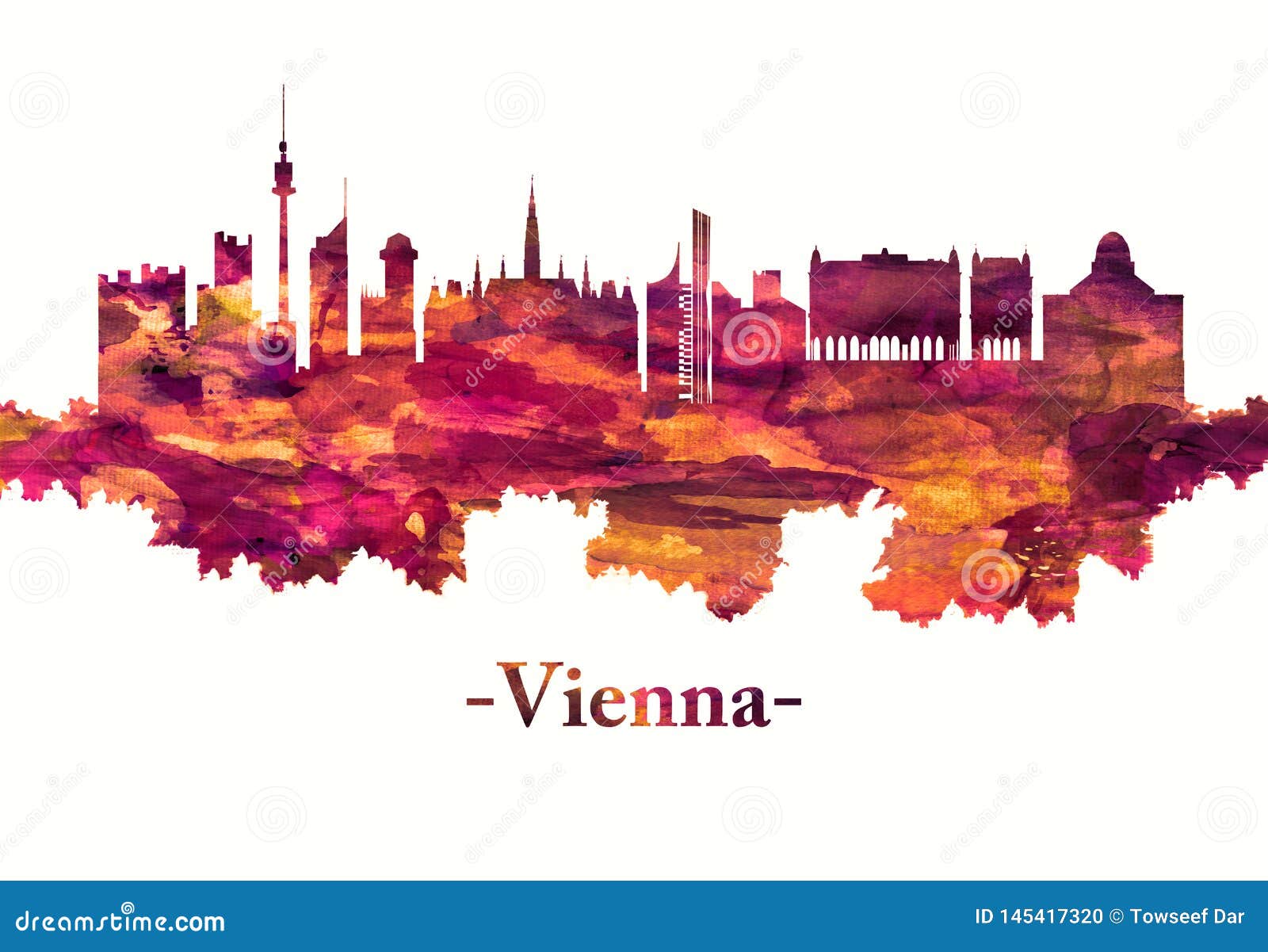 Vienna Austria Skyline in Red Stock Illustration - Illustration of ...