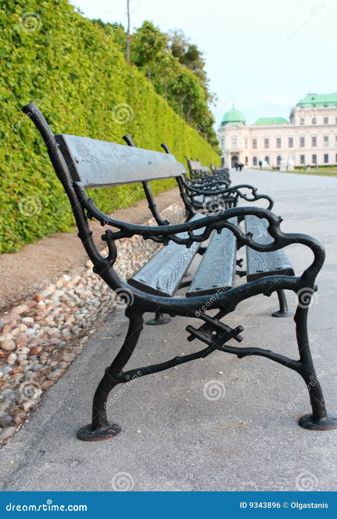 Vienna bench stock photo. Image of alley, trees, green - 9343896