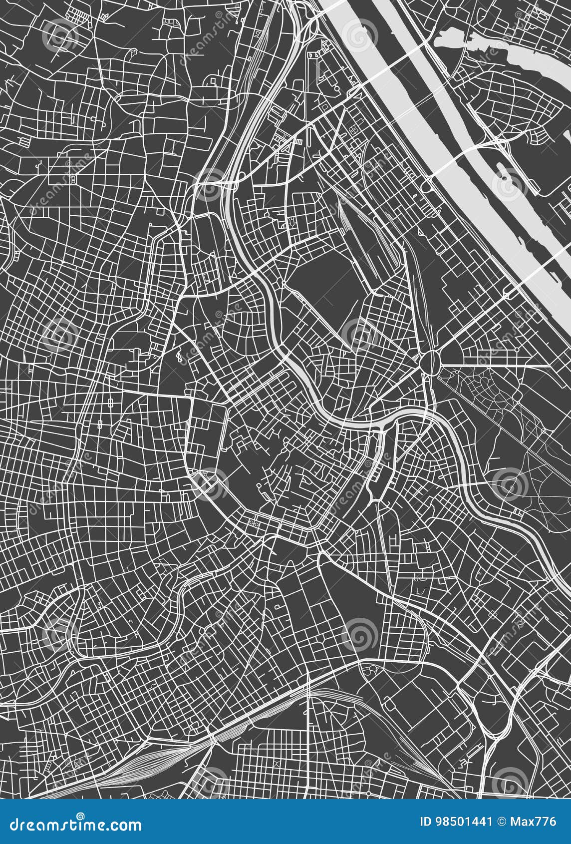 Vienna City Plan, Detailed Vector Map Stock Vector - Illustration of ...