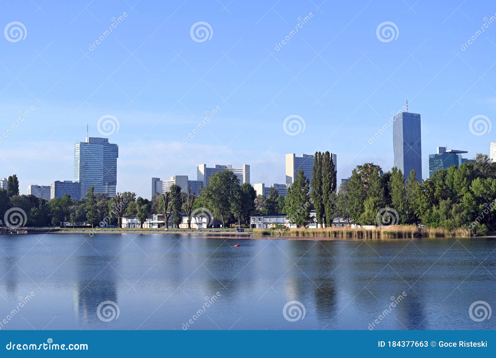 Vienna City on the Danube Riverside Stock Image - Image of donau, green ...