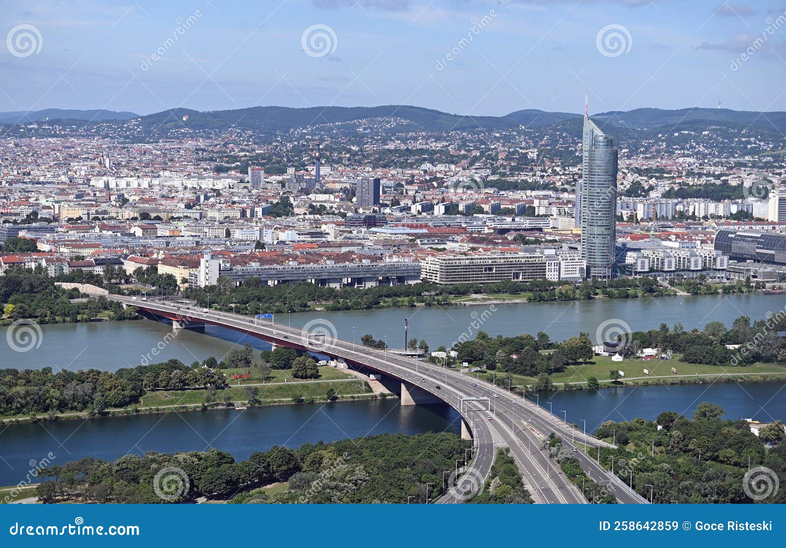 Vienna Cityscape View from the Danube Tower Stock Image - Image of ...