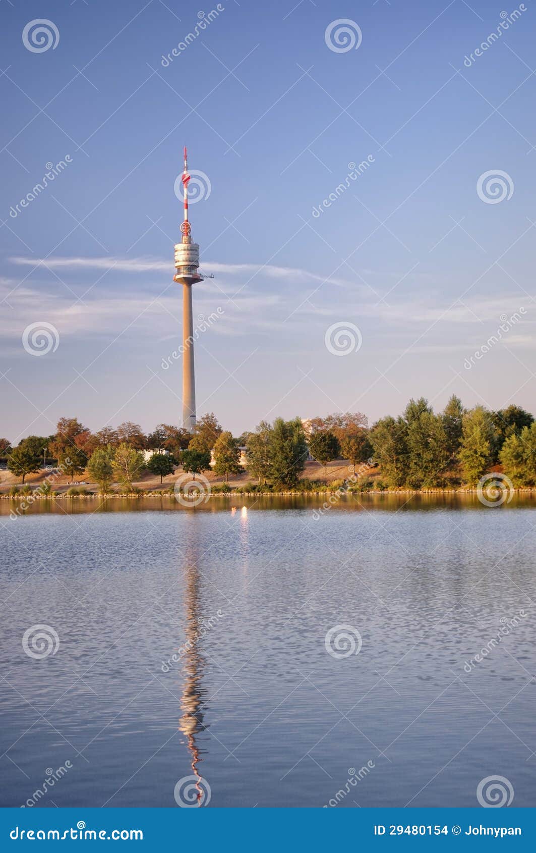 Vienna Danube Tower at Sunset Stock Photo - Image of landmark, vertical ...