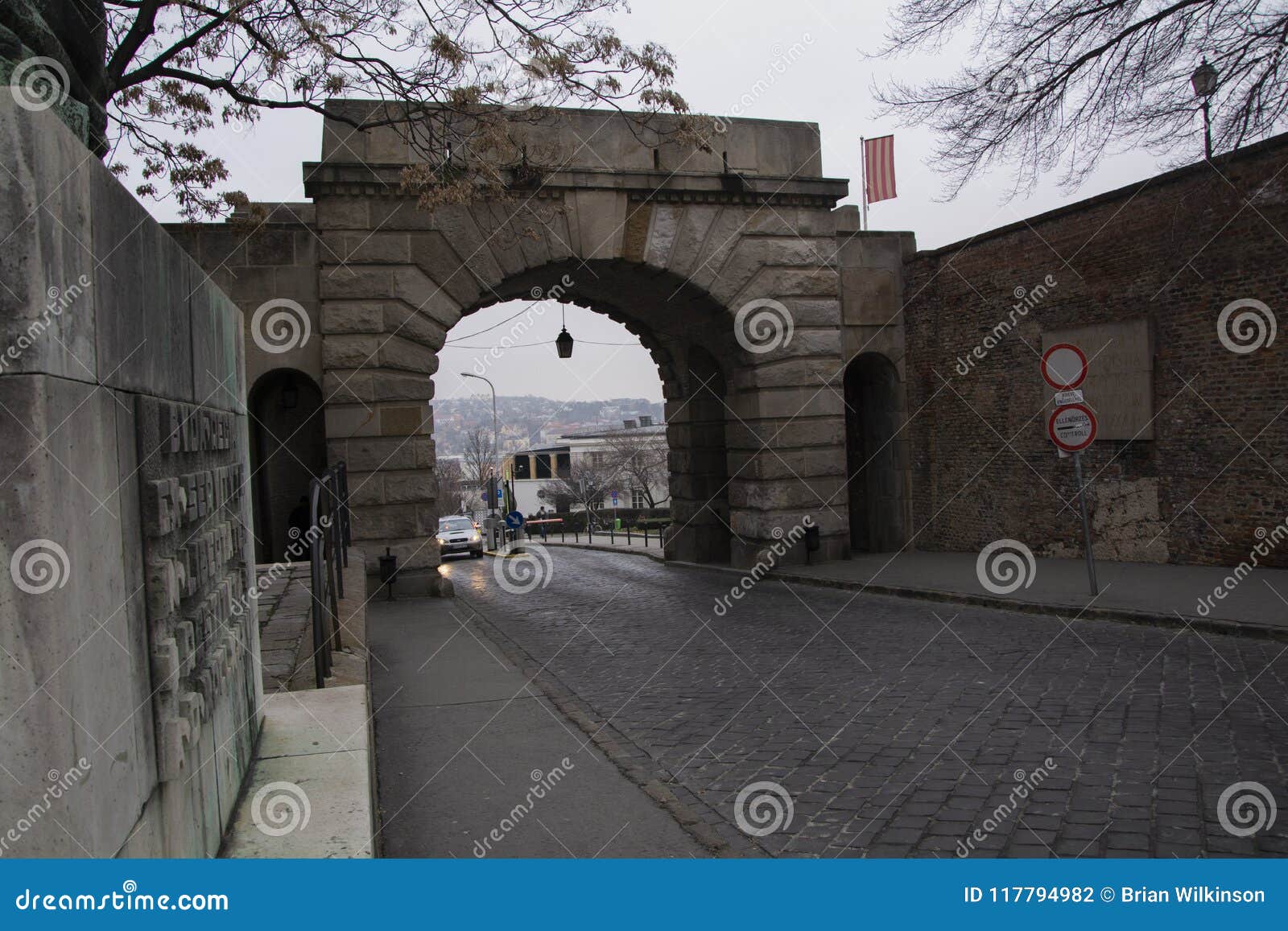 Vienna`s Gate Square In Gyor,Hungary,in The Middle The Sculpture Of ...