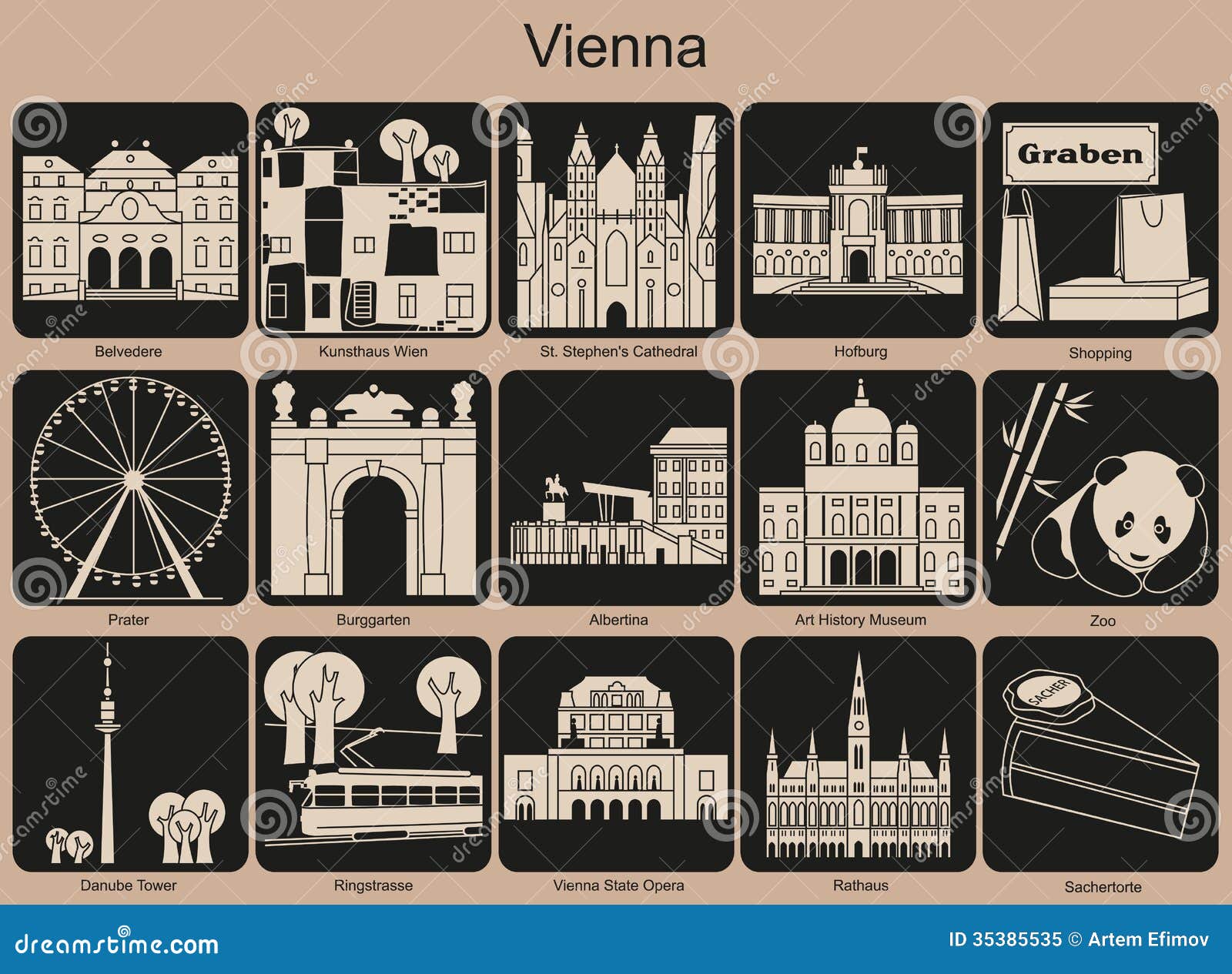 Vienna icons stock vector. Illustration of ring, rathaus - 35385535
