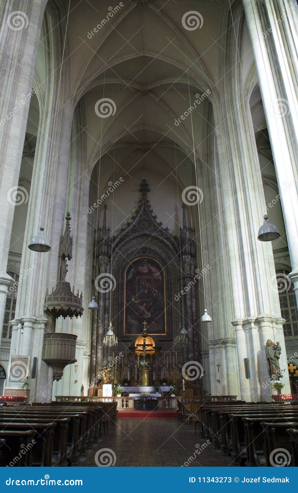 Vienna - Interior of Gothic Church Stock Image - Image of architecture ...