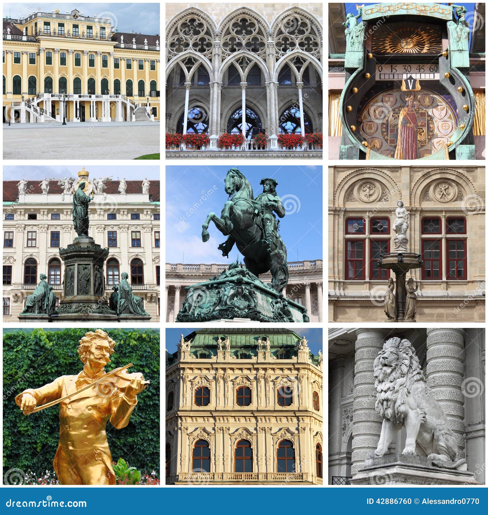 Vienna landmarks collage editorial image. Image of clock - 42886760