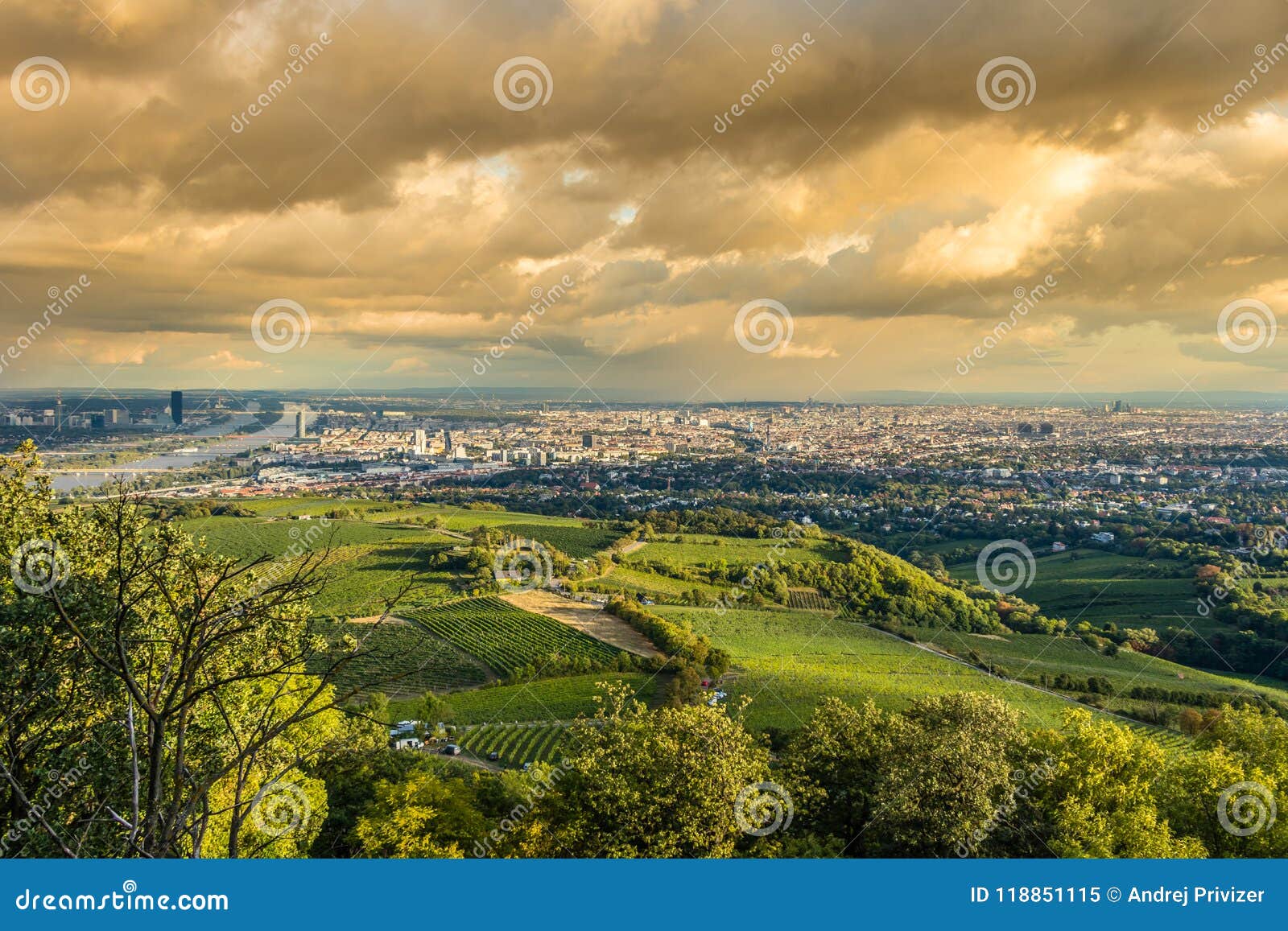 Vienna Landscape from Kahlenberg Mountain,Vienna, Austria Stock Image ...