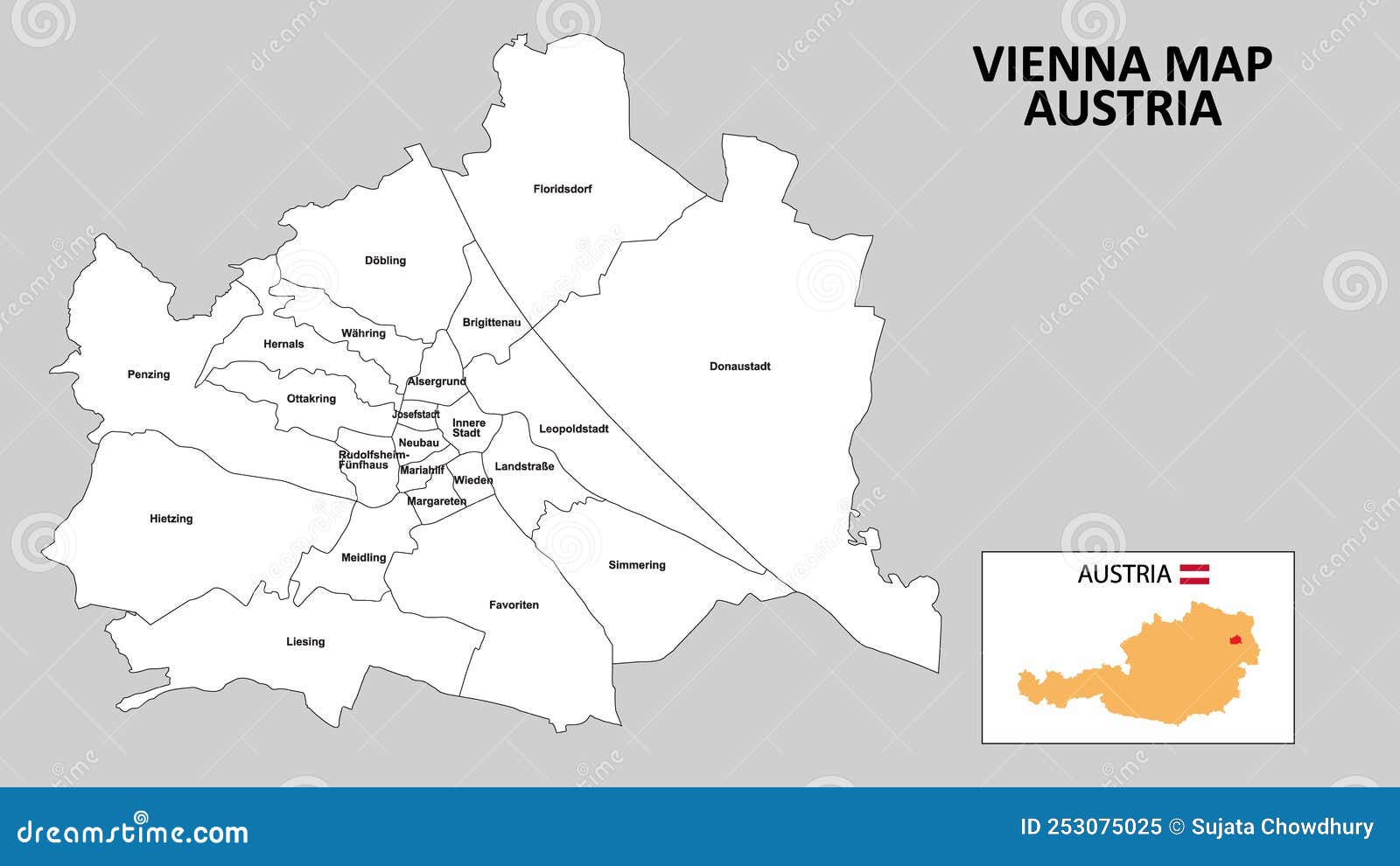 Vienna Map. State and District Map of Vienna Stock Vector ...