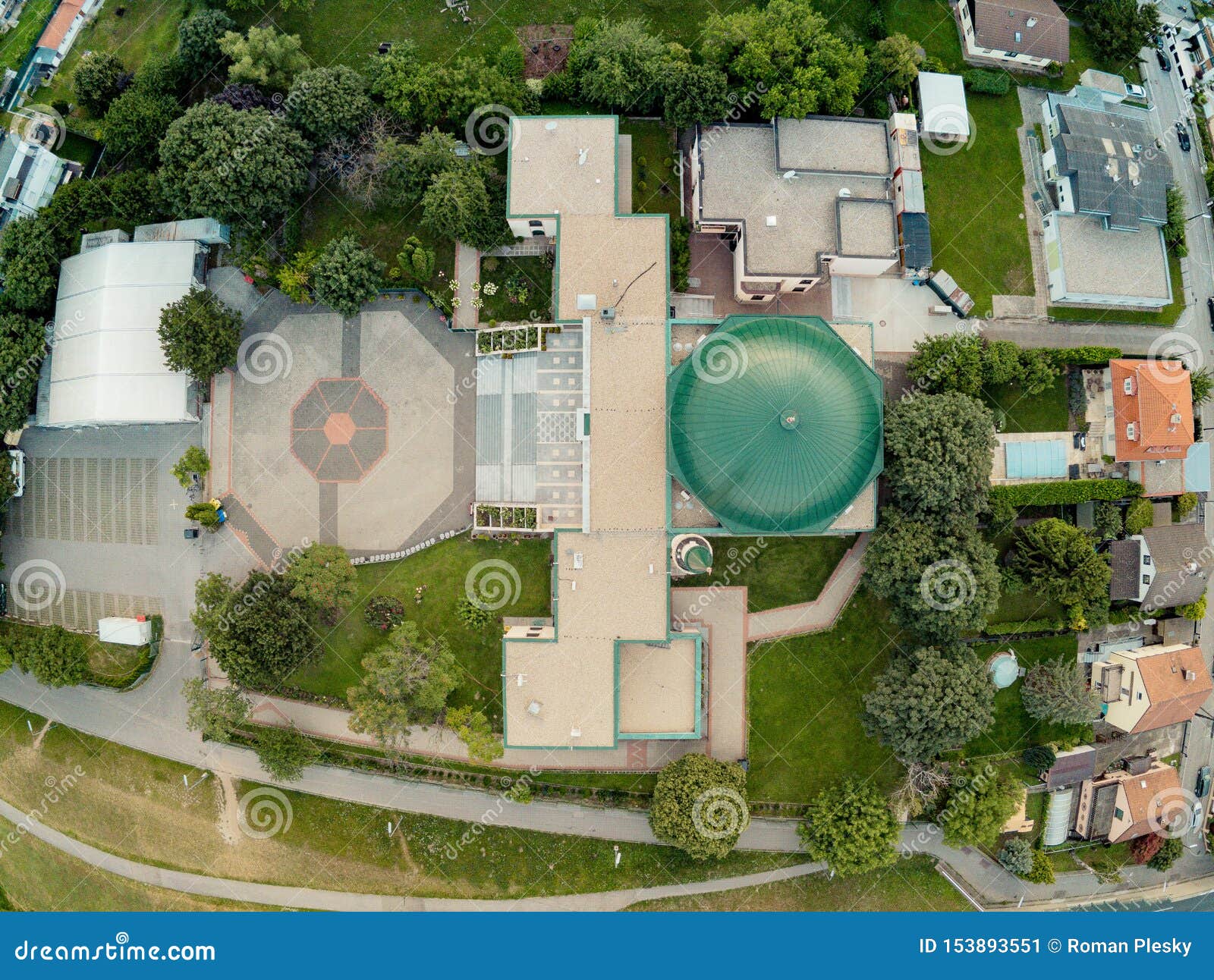 The Vienna Mosque on the Danube Island from Above, Vienna, Austria ...
