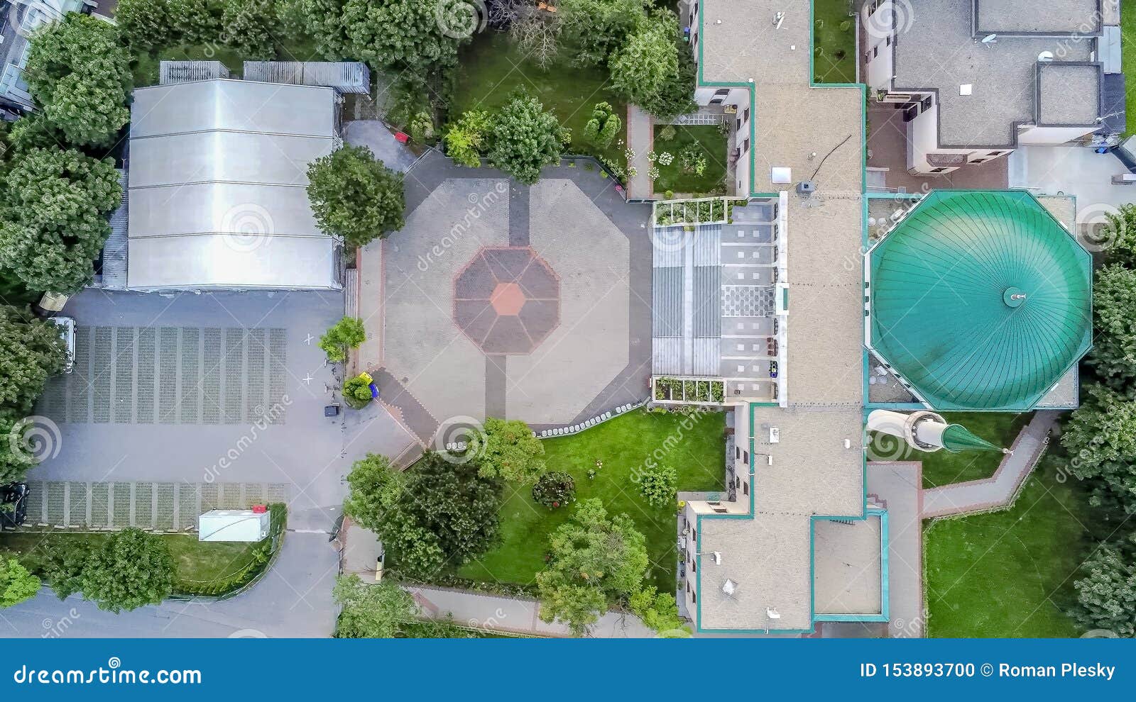 The Vienna Mosque on the Danube Island from Above, Vienna, Austria ...