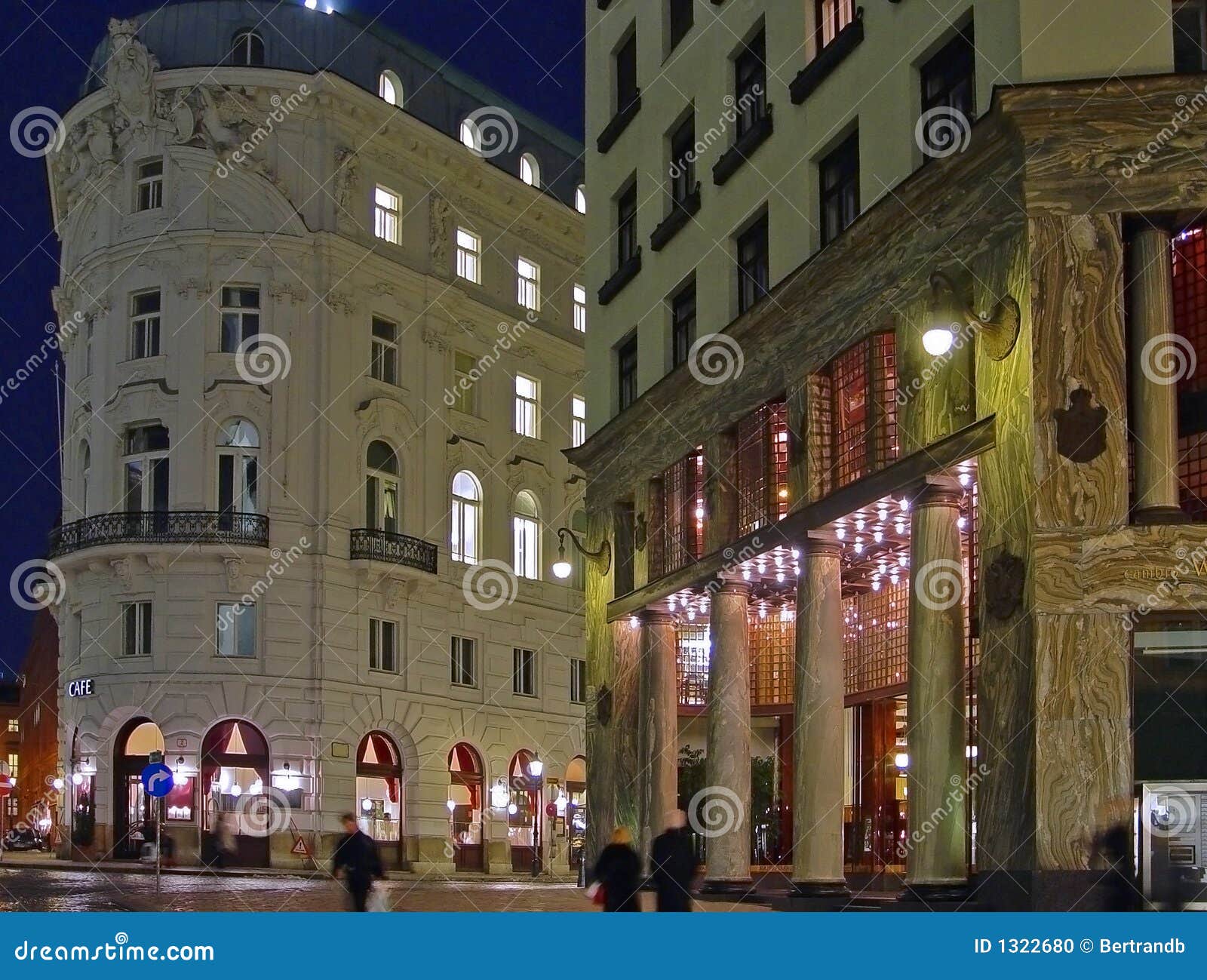 Vienna at night stock photo. Image of blue, columns, affluent - 1322680