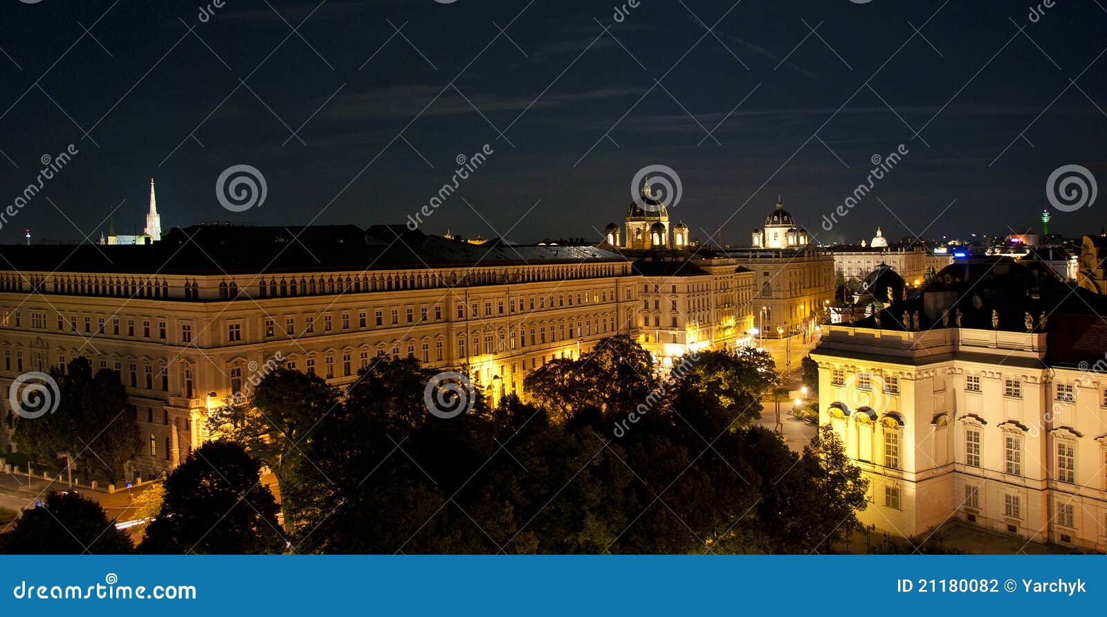 Vienna in the night stock photo. Image of tree, austria - 21180082