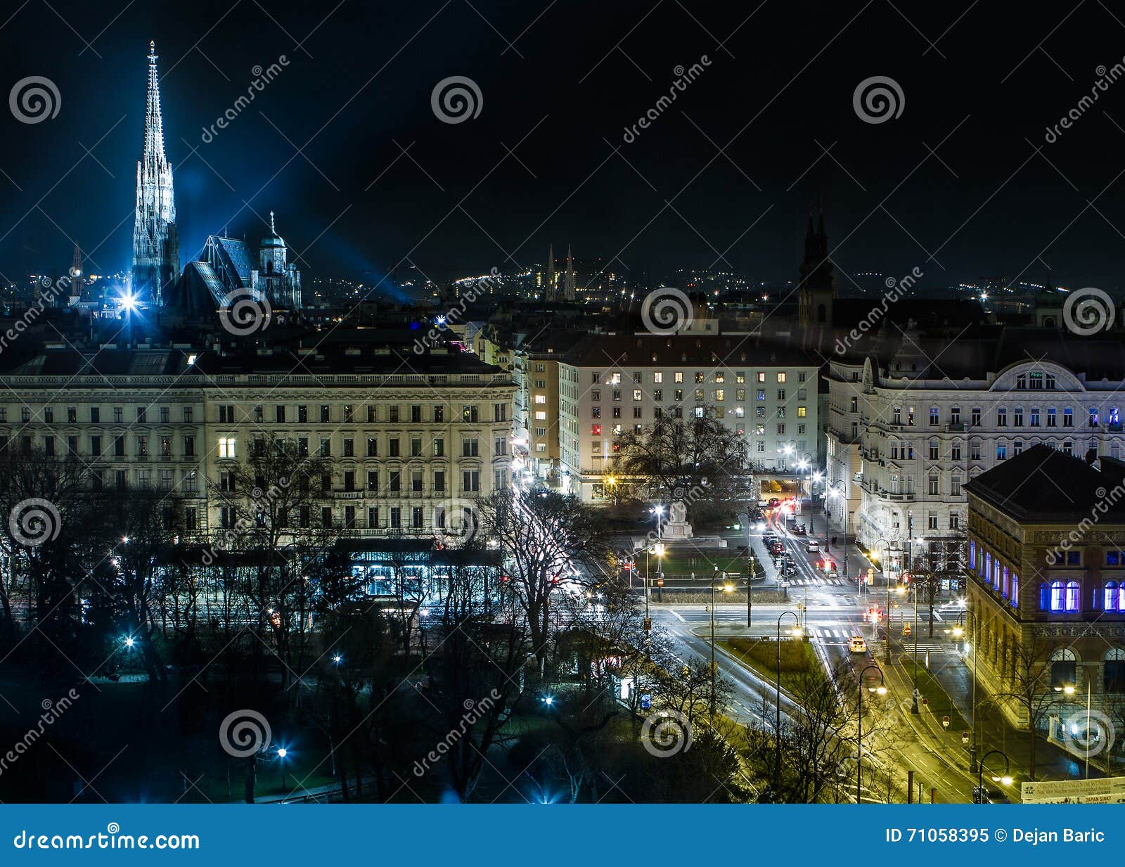 Vienna at night editorial image. Image of detail, perspective - 71058395