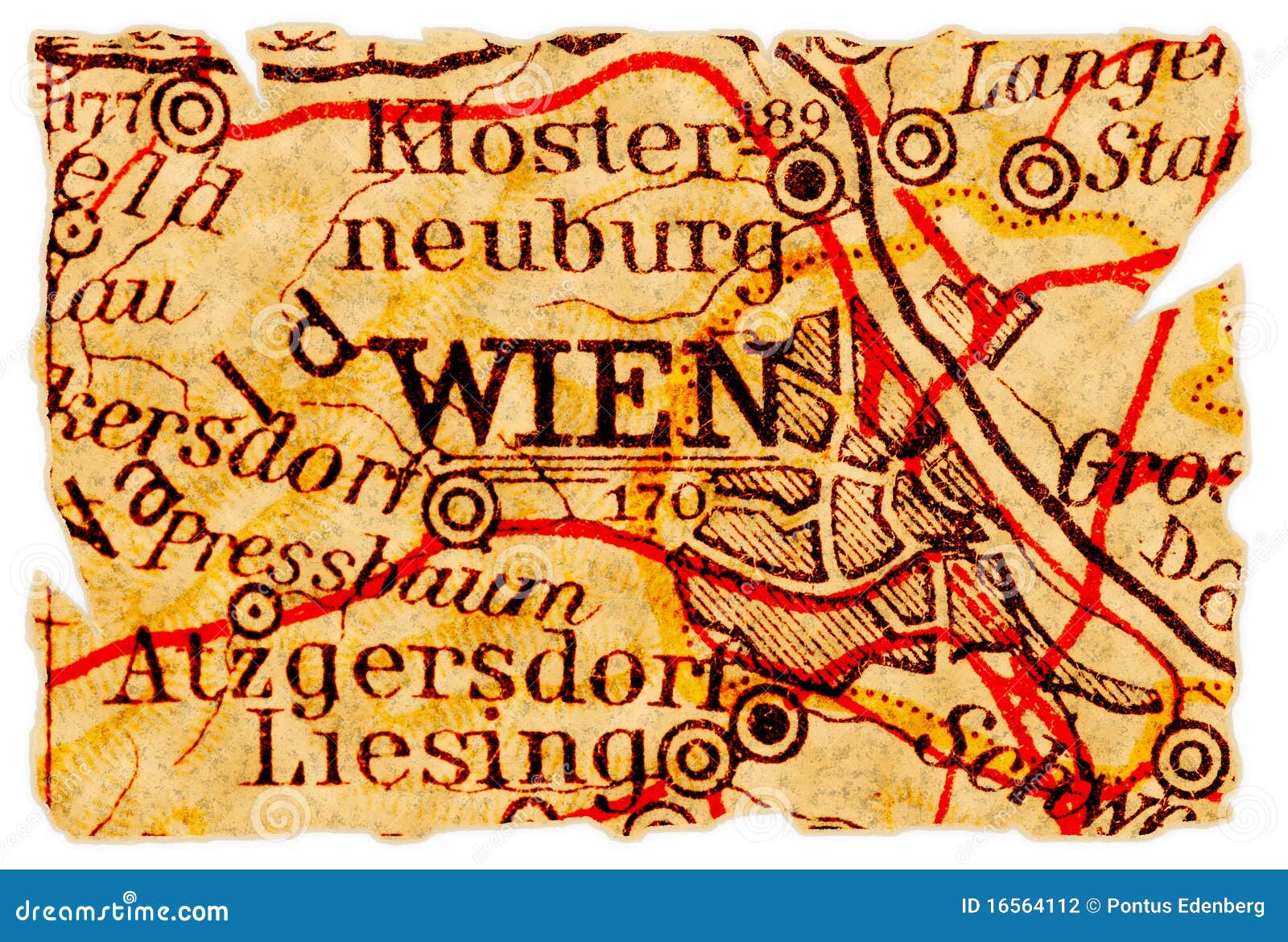 Vienna old map stock photo. Image of destination, austria - 16564112