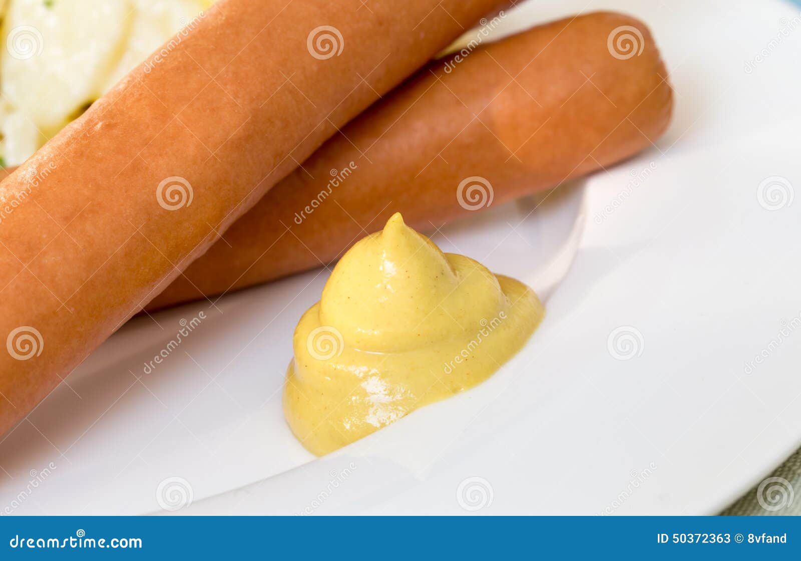 Vienna Sausages with Mustard Close Up Stock Image - Image of plate ...