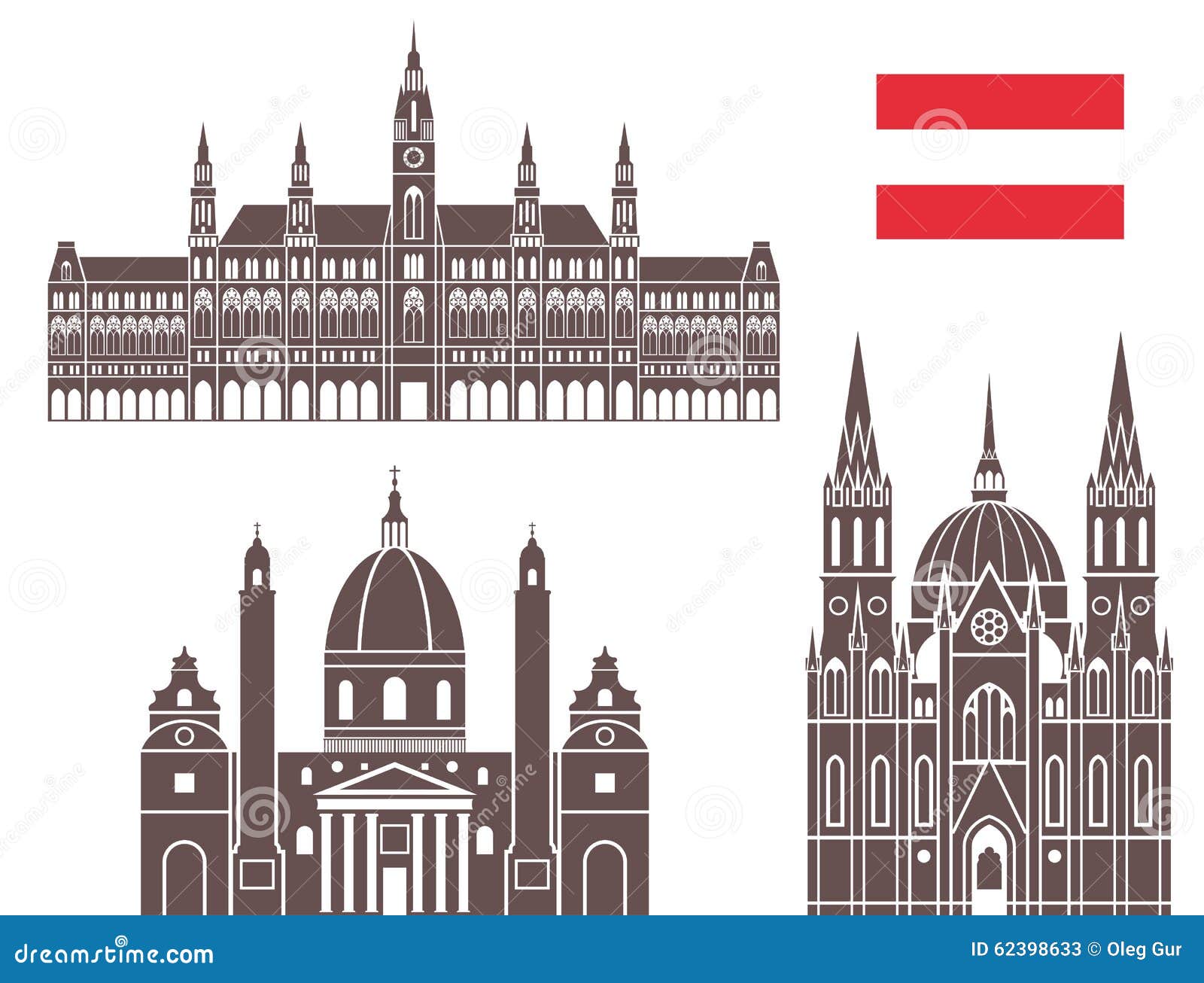 Vienna Architecture Line Skyline Illustration. Linear Vector Cityscape ...
