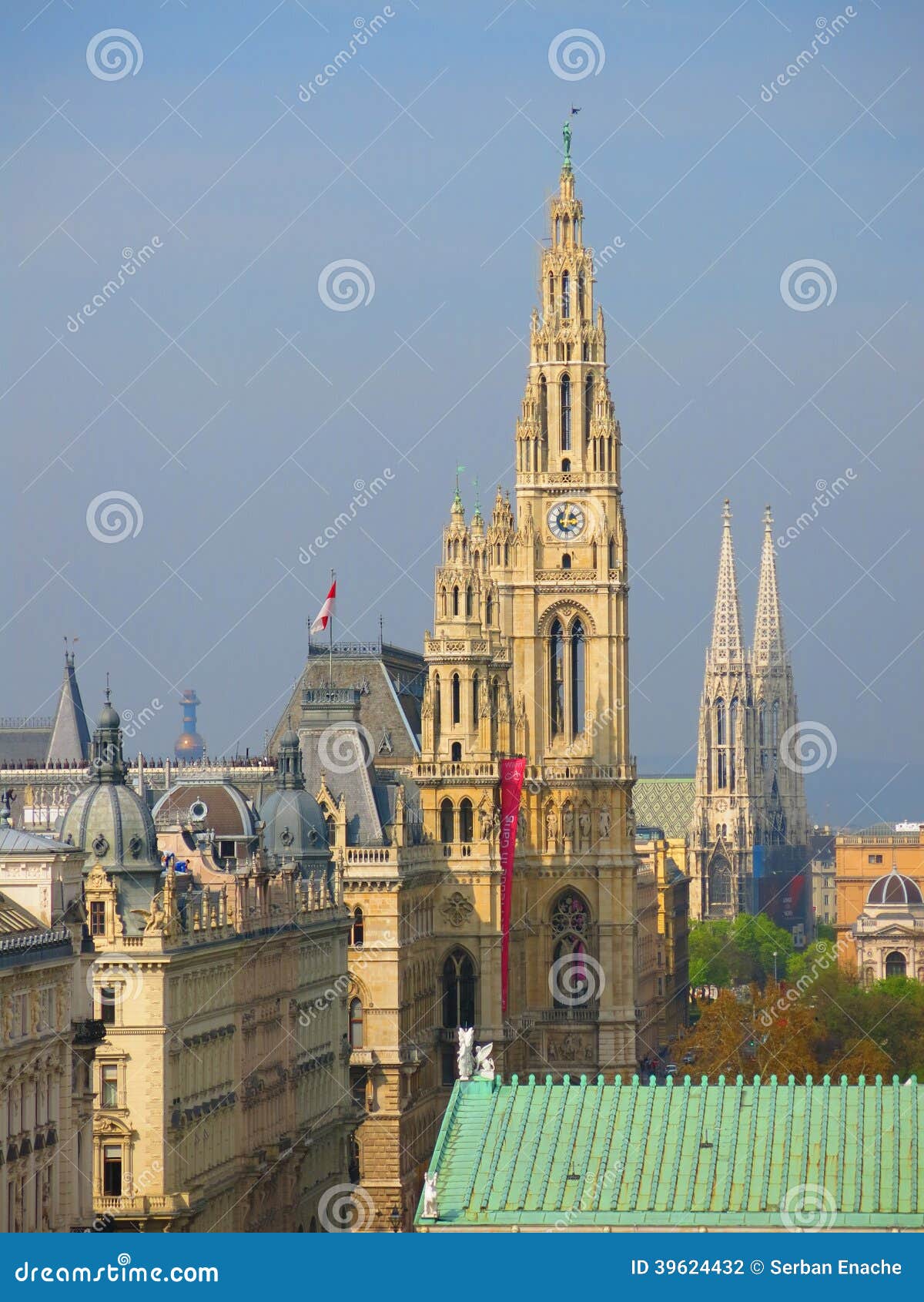 Vienna Skyline With Many Landmarks Like The Danube Tower And The DC ...