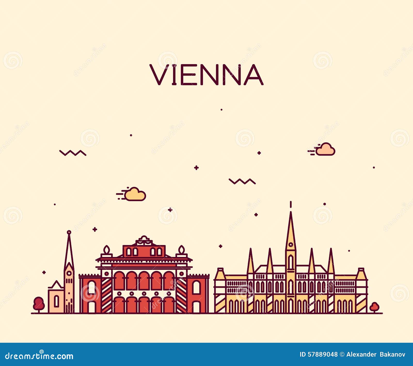 Vienna Skyline Horizontal Banner. Vector Illustration | CartoonDealer ...