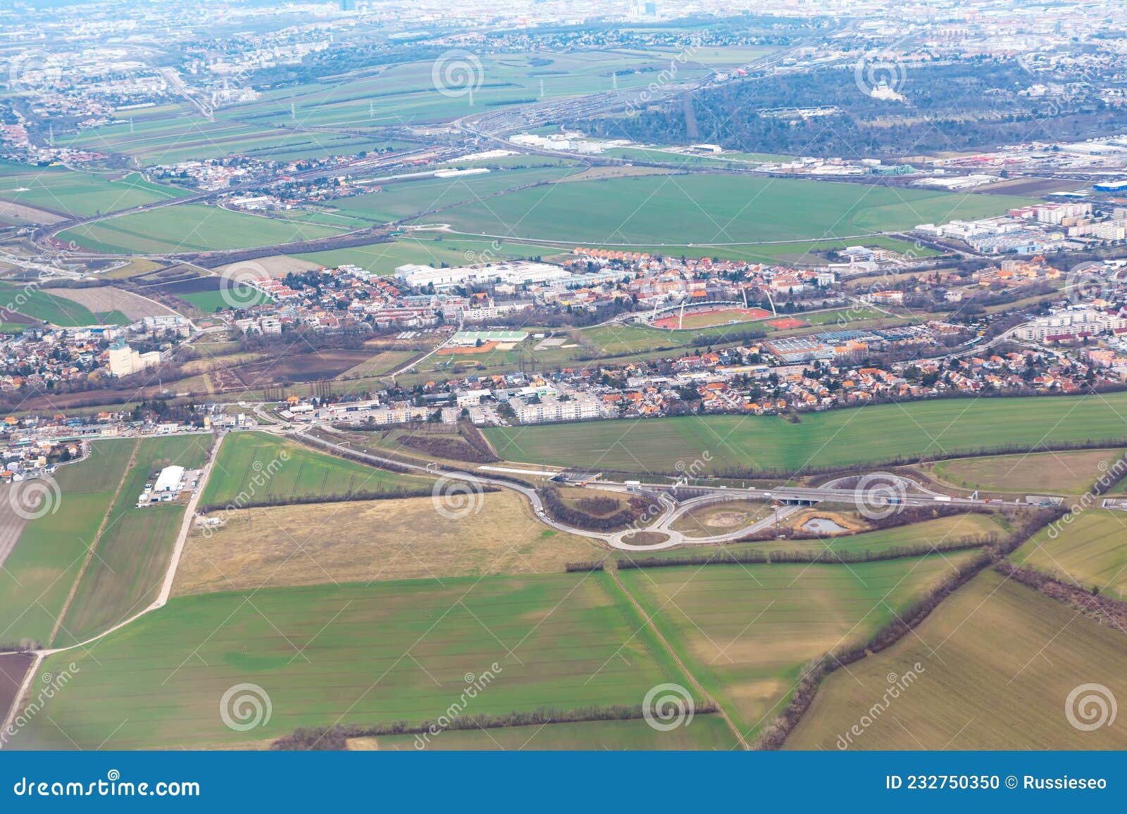 Vienna suburbs aerial view stock photo. Image of suburb - 232750350