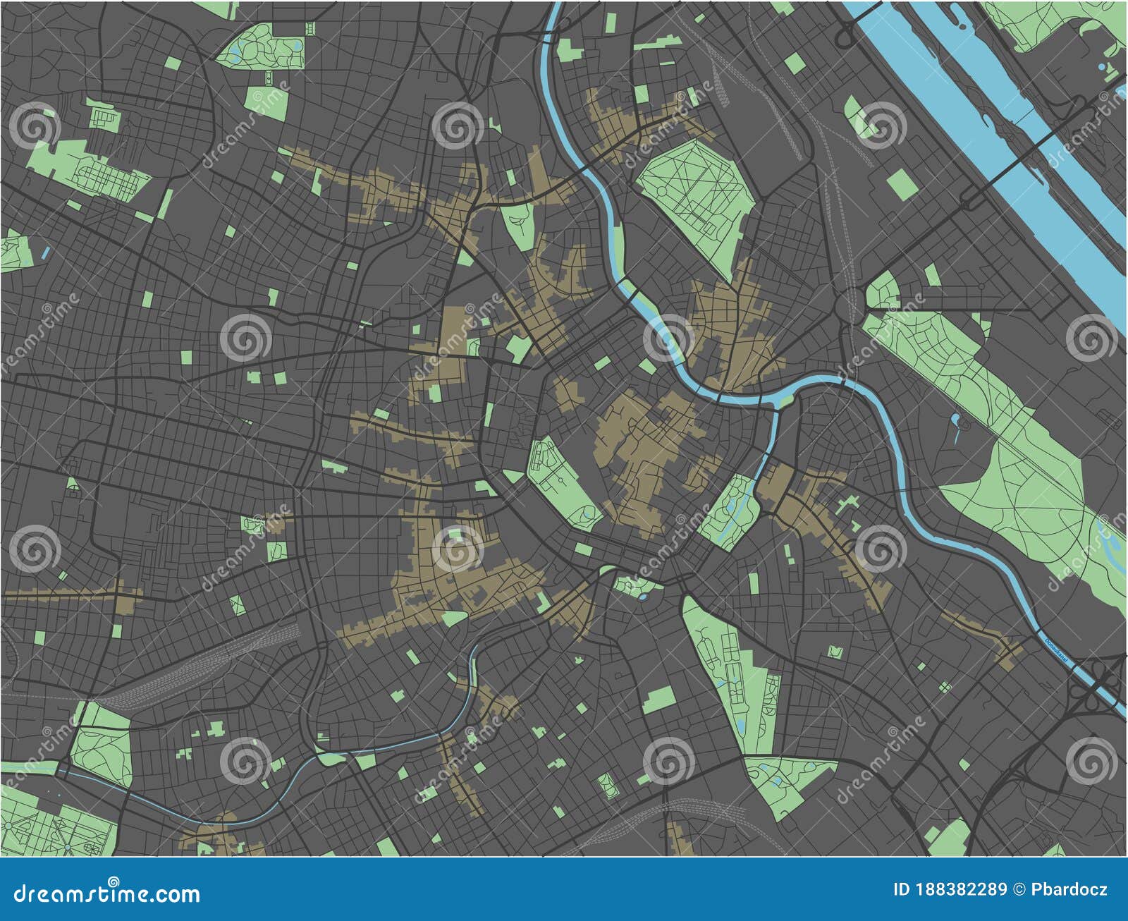Vienna Vector Map with Dark Colors. Stock Vector - Illustration of ...